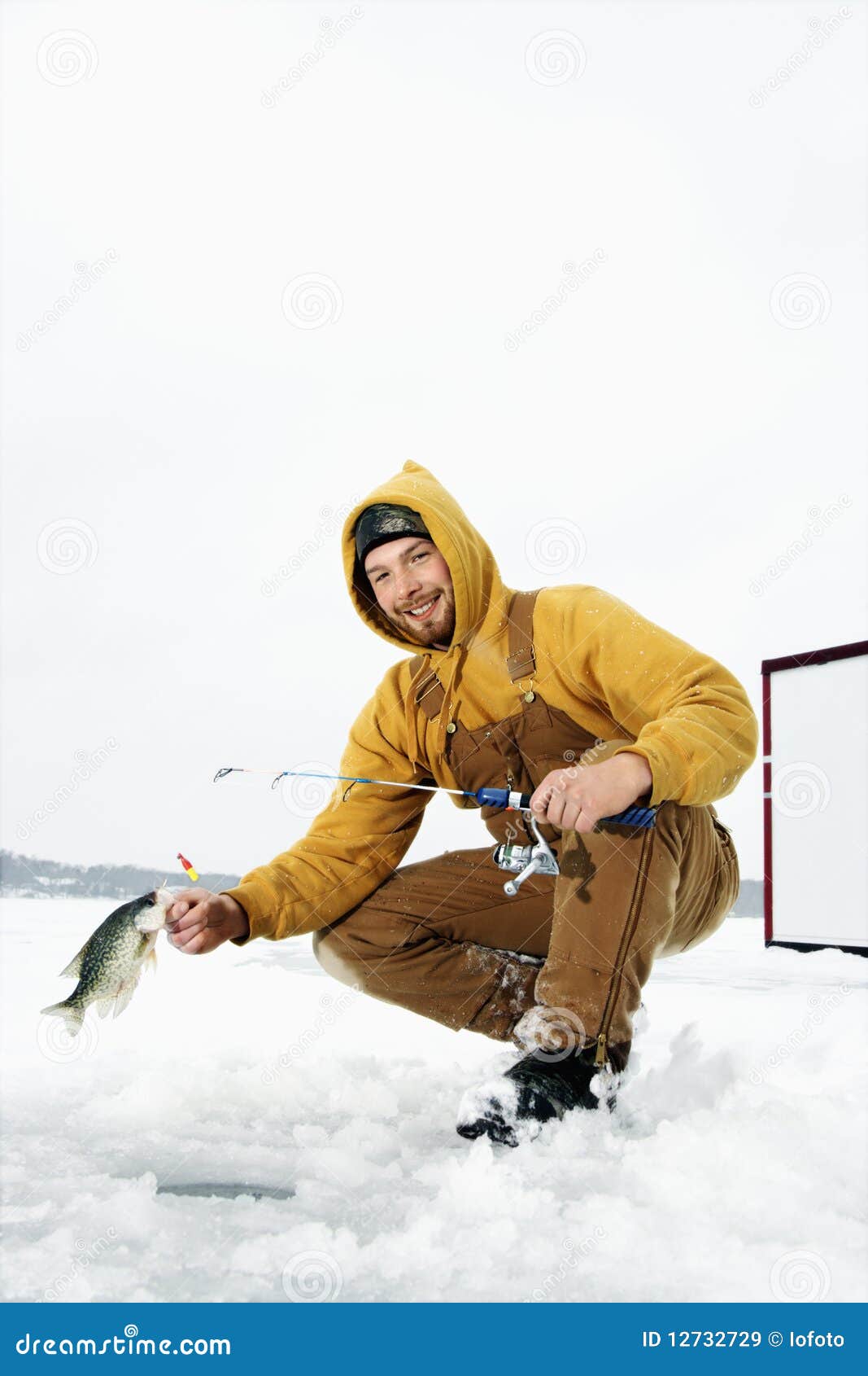 Man Ice Fishing stock image. Image of caucasian, hair - 12732729