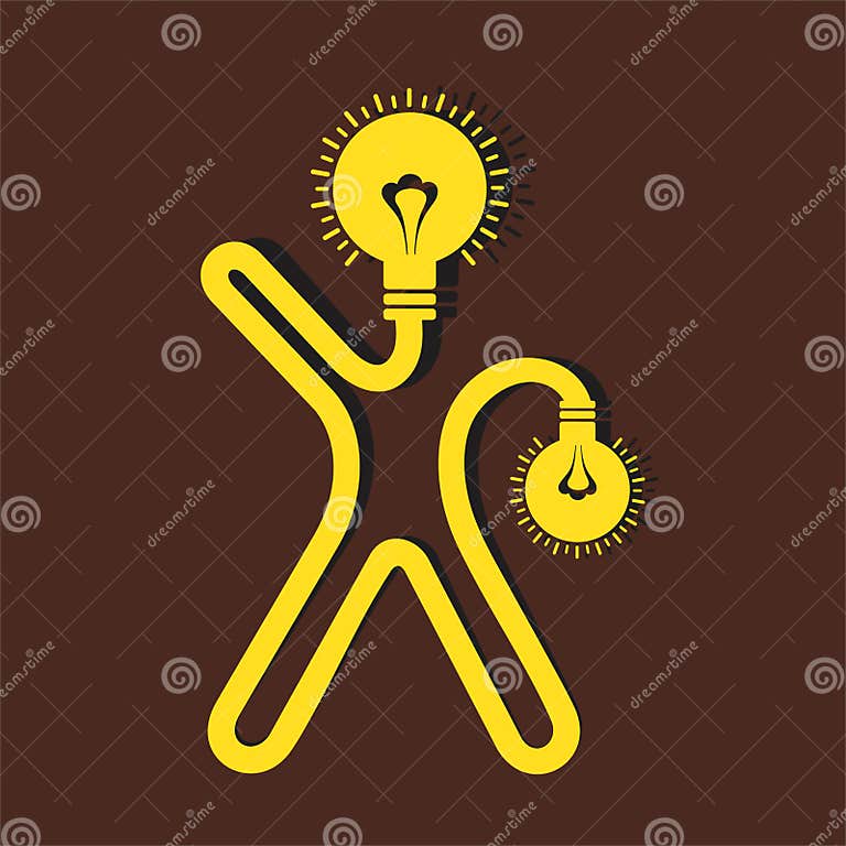Man Icon with Bulb Face and Hand Stock Vector - Illustration of mind ...