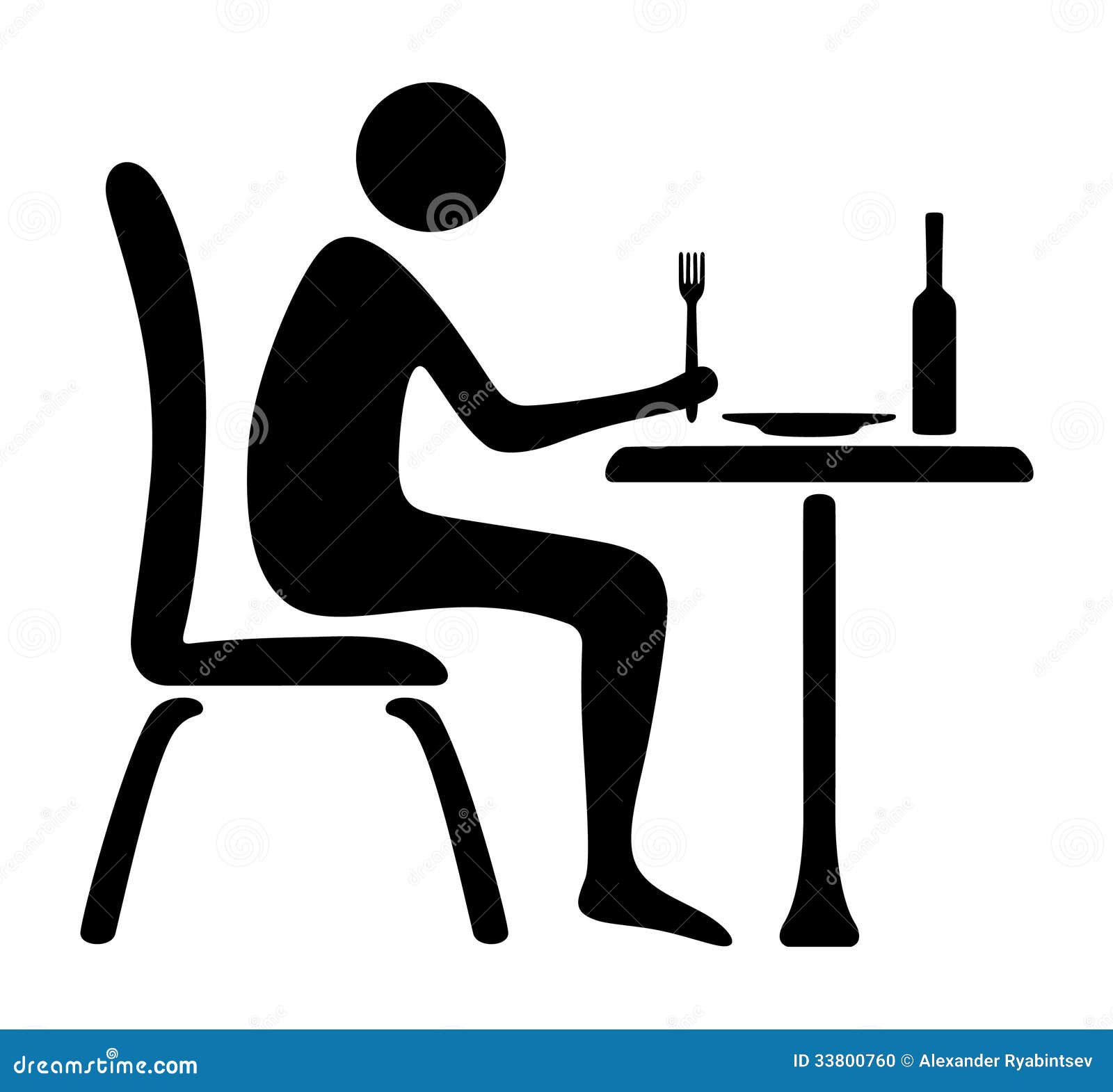 Man icon lunch time stock vector. Illustration of black - 33800760