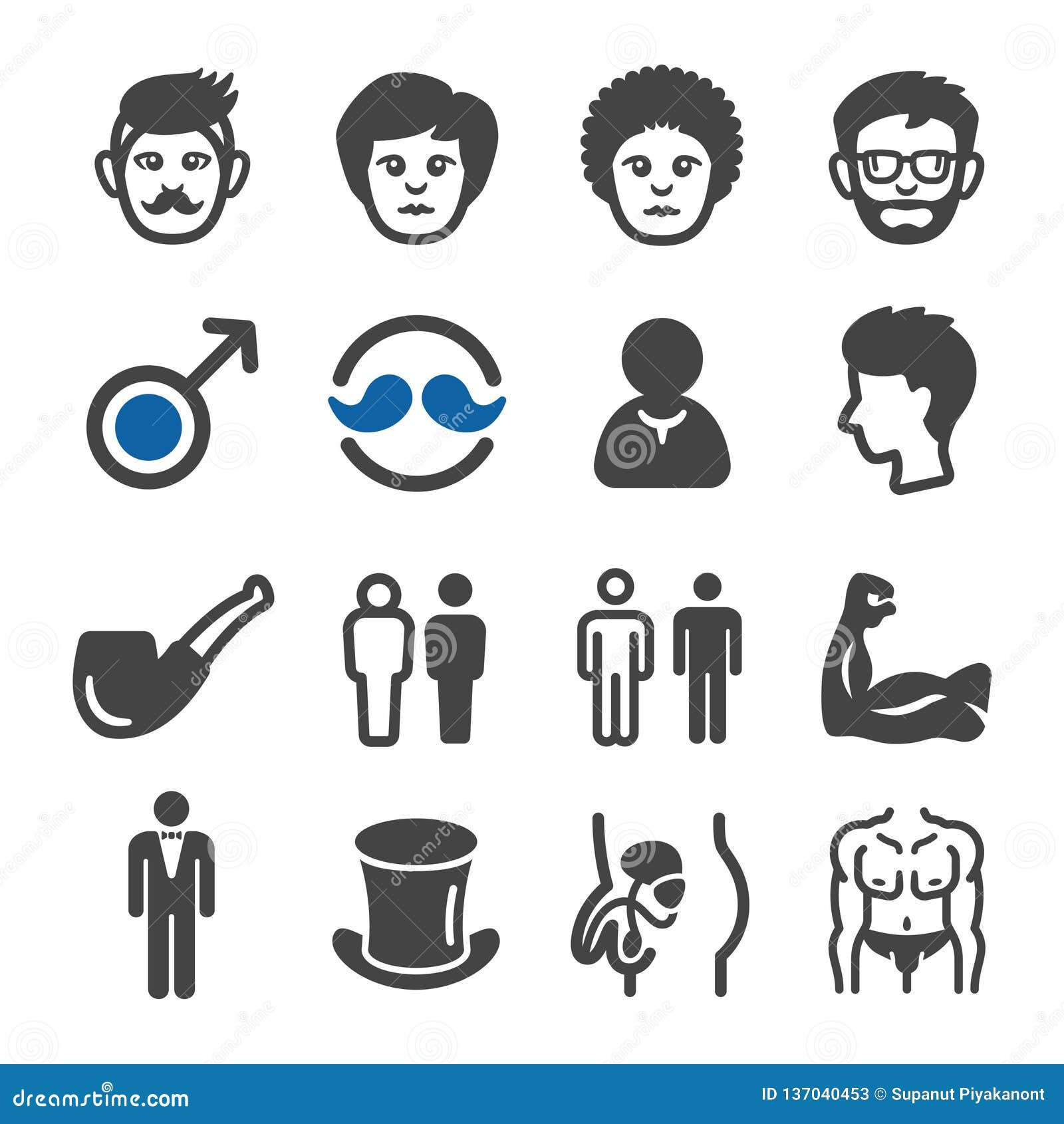 Man icon set stock vector. Illustration of person, black - 137040453