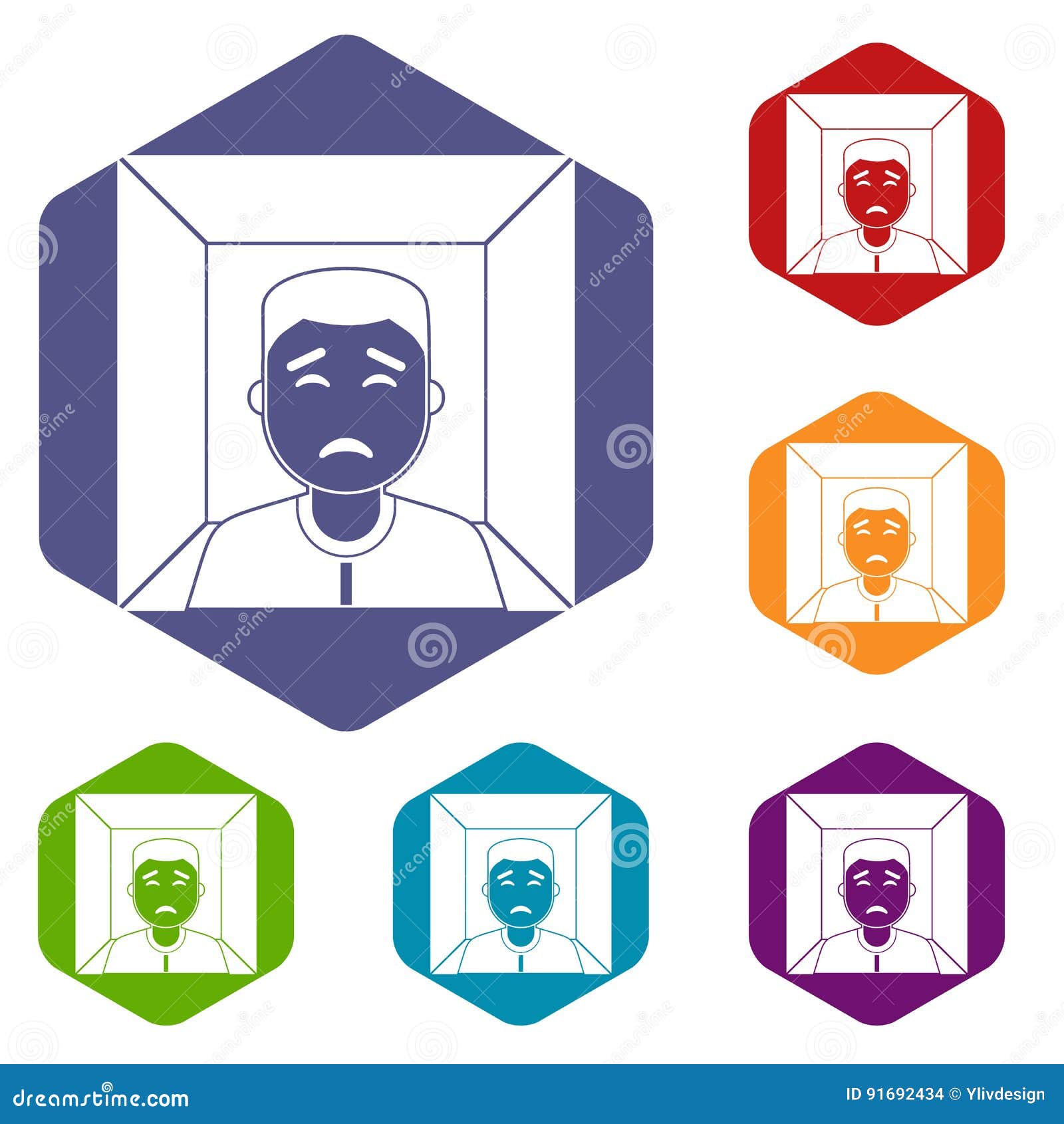 Man icons set hexagon stock vector. Illustration of adult - 91692434