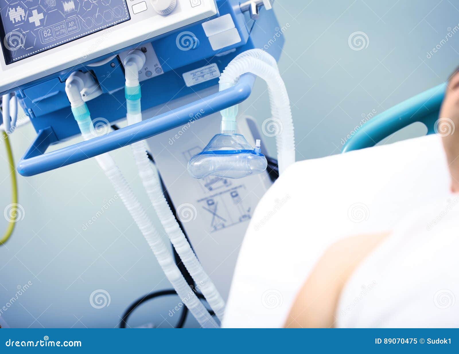 Man in ICU Under the Life Support Stock Image - Image of abstract, care ...