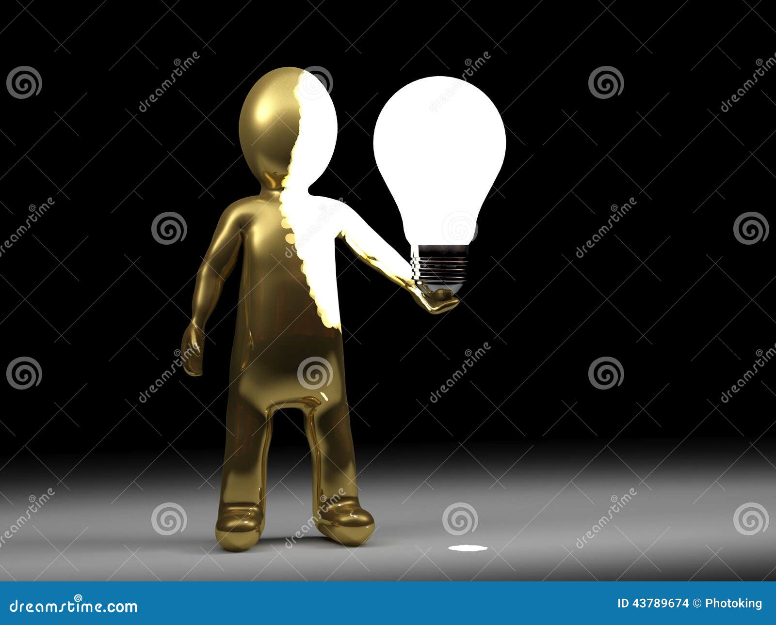 Man with idea bulb stock illustration. Illustration of bulb - 43789674