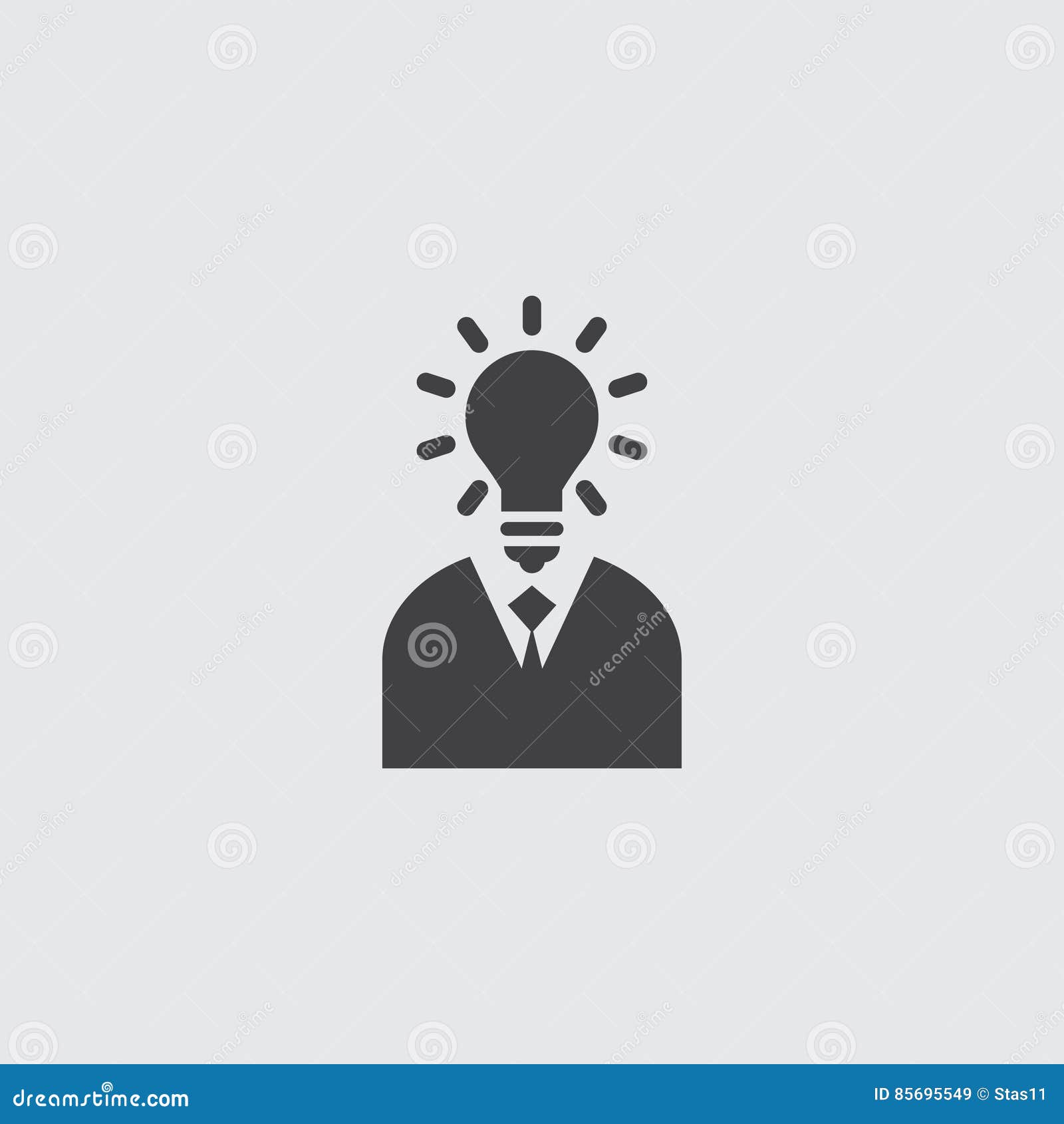 Man Idea Icon in a Flat Design in Black Color. Vector Illustration ...