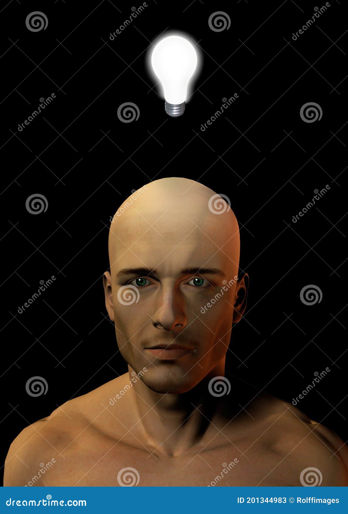 Man Idea Light bilb stock illustration. Illustration of bald - 201344983