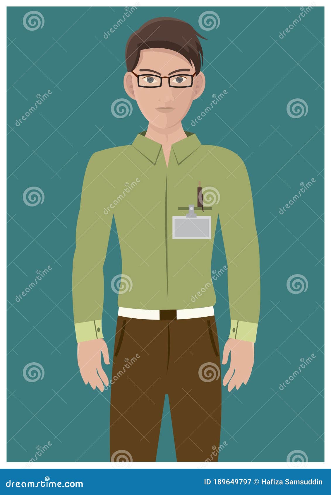 Man with Identification Card. Vector Illustration Decorative Design ...