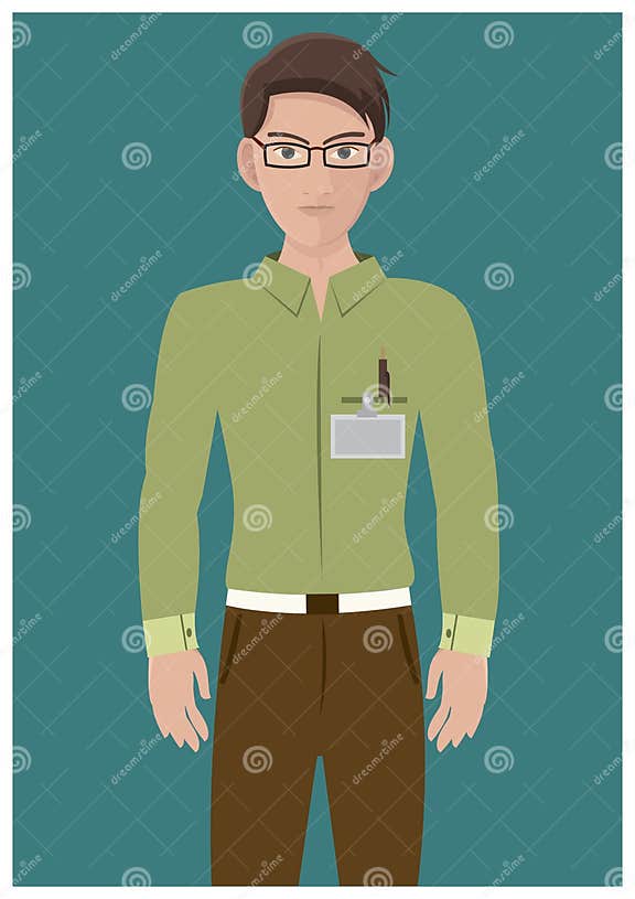 Man with Identification Card. Vector Illustration Decorative Design ...