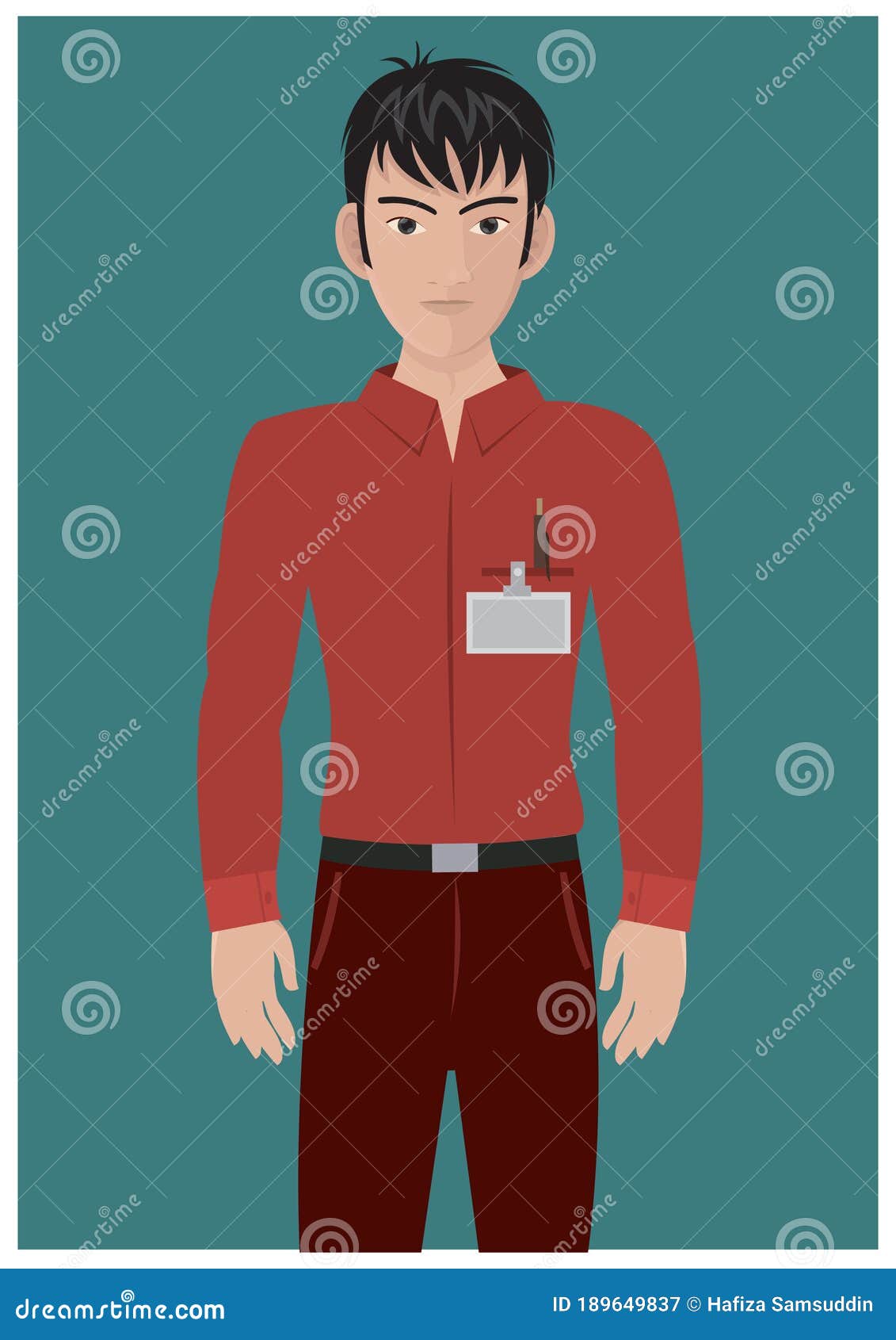 Man with Identification Card. Vector Illustration Decorative Design ...