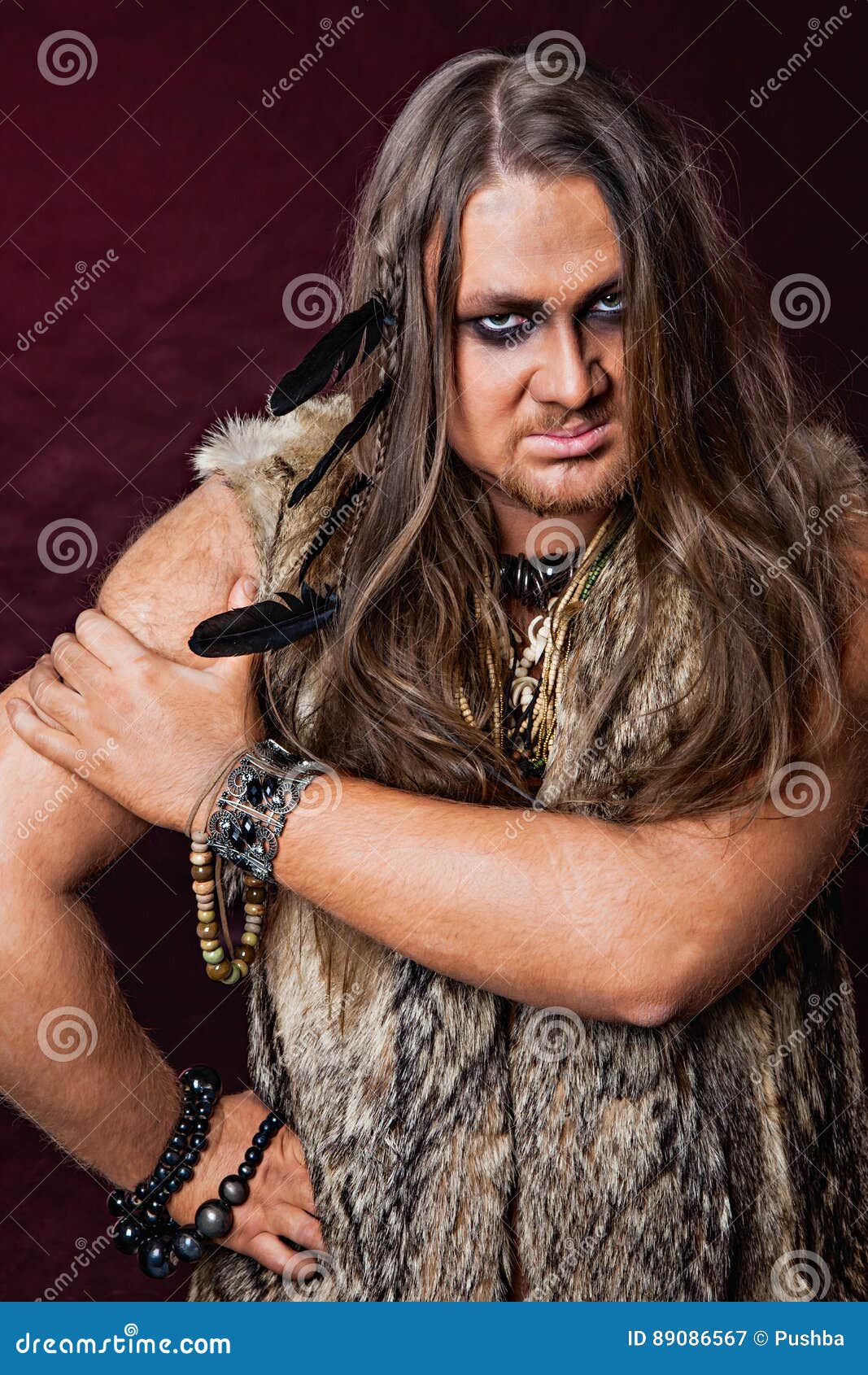 A Man in the Image of the Barbarian Stock Image - Image of beads ...