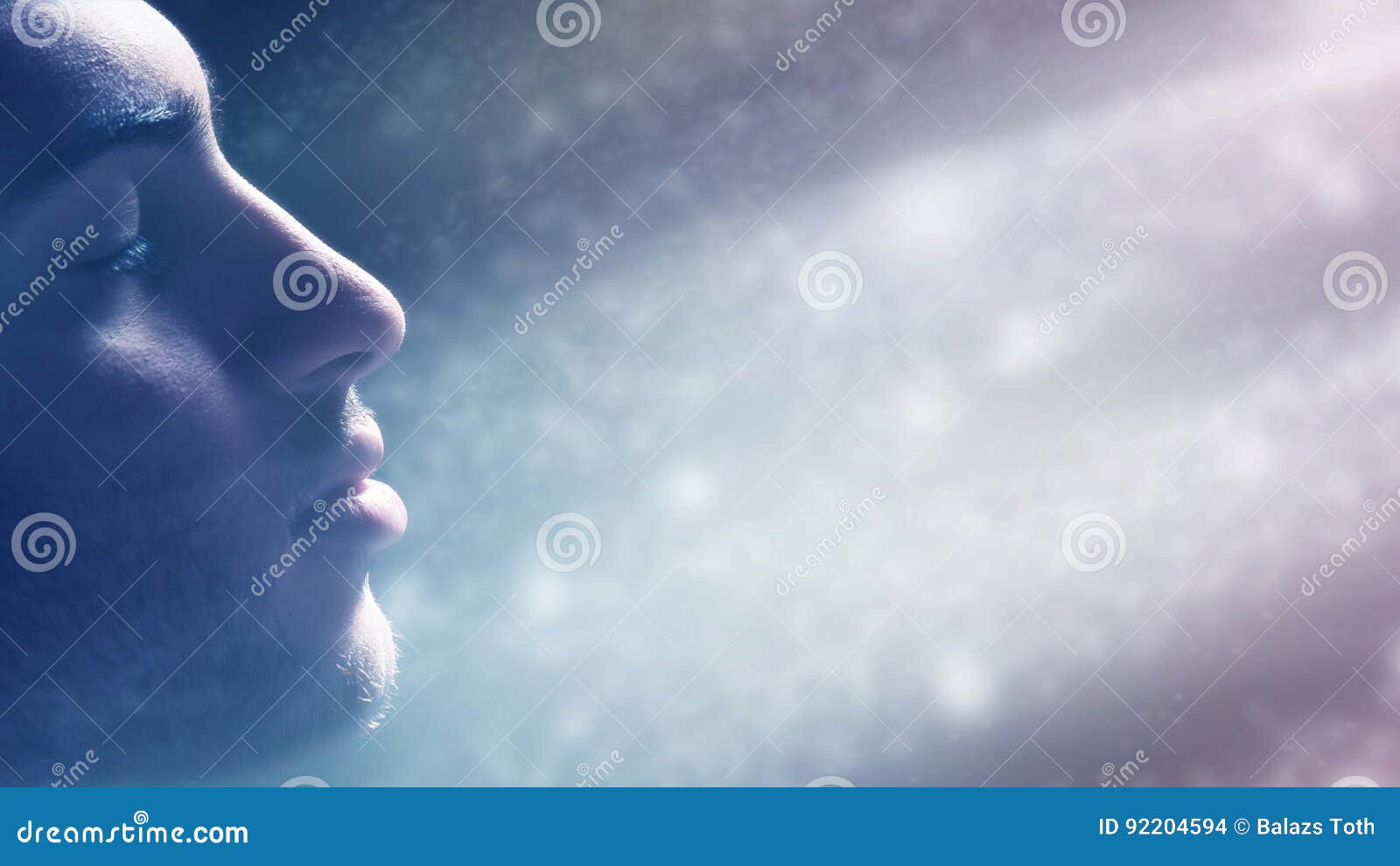 Man Immersed in the Light stock photo. Image of expression - 92204594