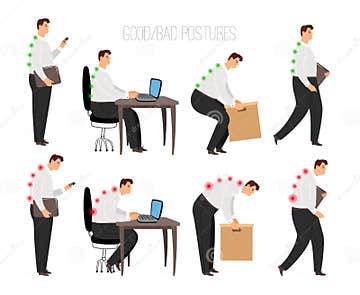 Man Improper and Correct Postures Stock Vector - Illustration of ...