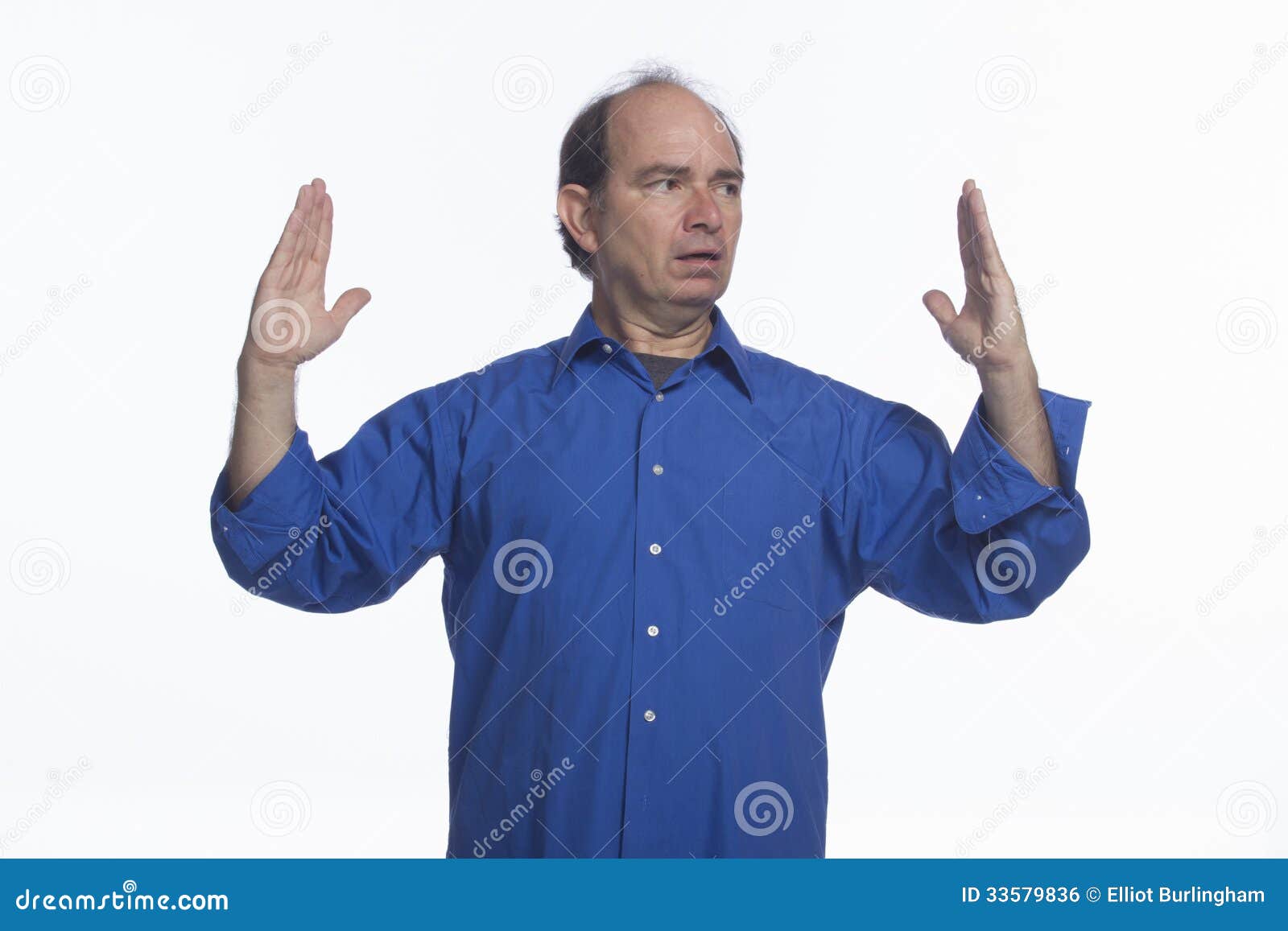 Man Indicating Large Size with Hands, Horizontal Stock Photo - Image of ...