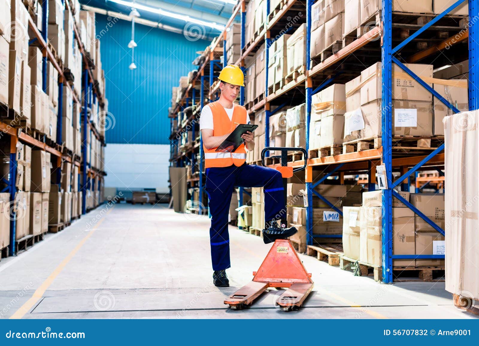 Man in Industrial Warehouse Checking List Stock Photo - Image of ...