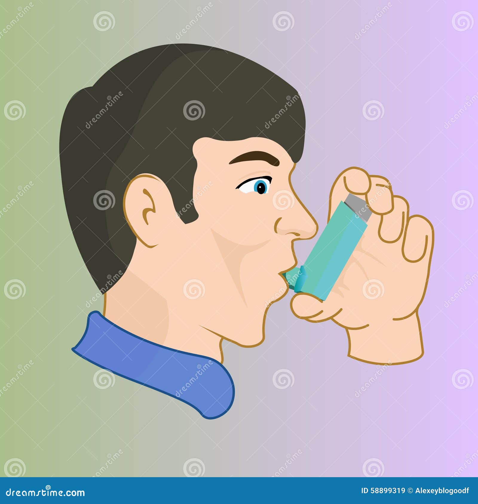 A Man with an Inhaler, Medication through an Inhaler Stock Vector ...