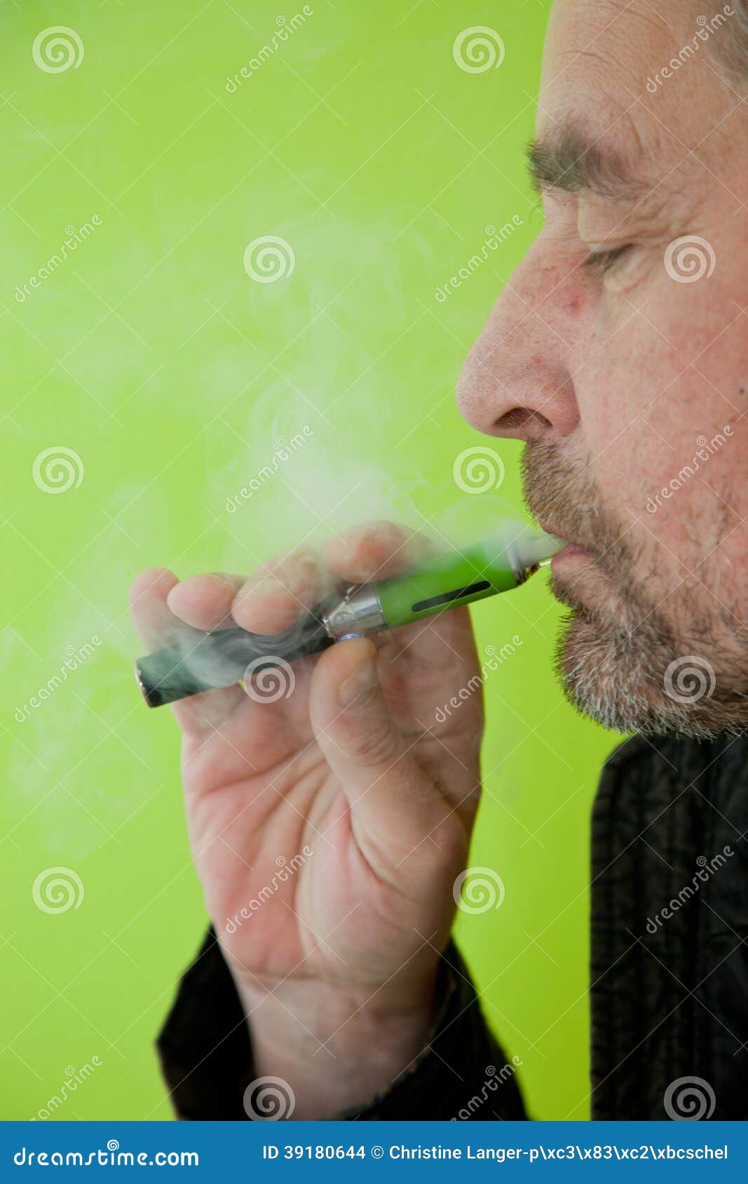 Man Inhaling from an Electronic Cigarette Stock Photo - Image of ...