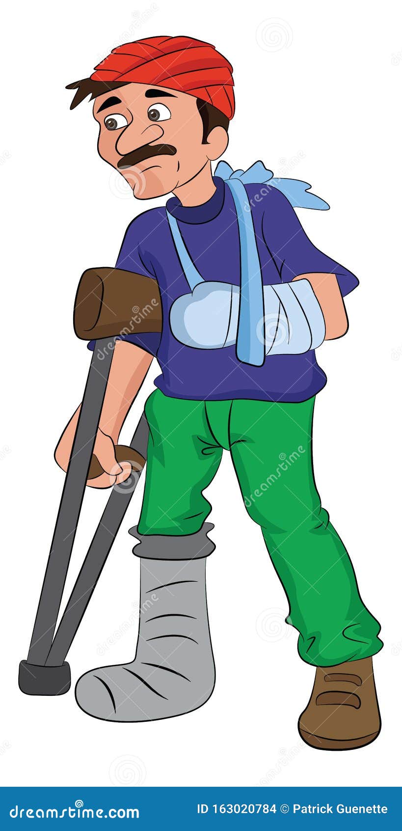 Man with an Injured Head Arm and Leg, Illustration Stock Vector ...