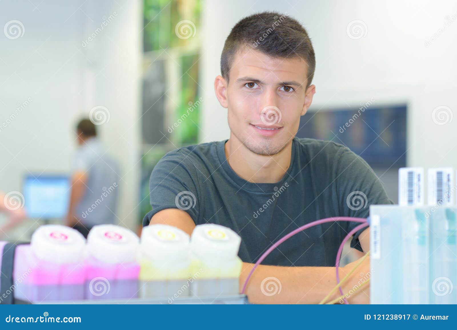 Man and ink container stock image. Image of connection - 121238917