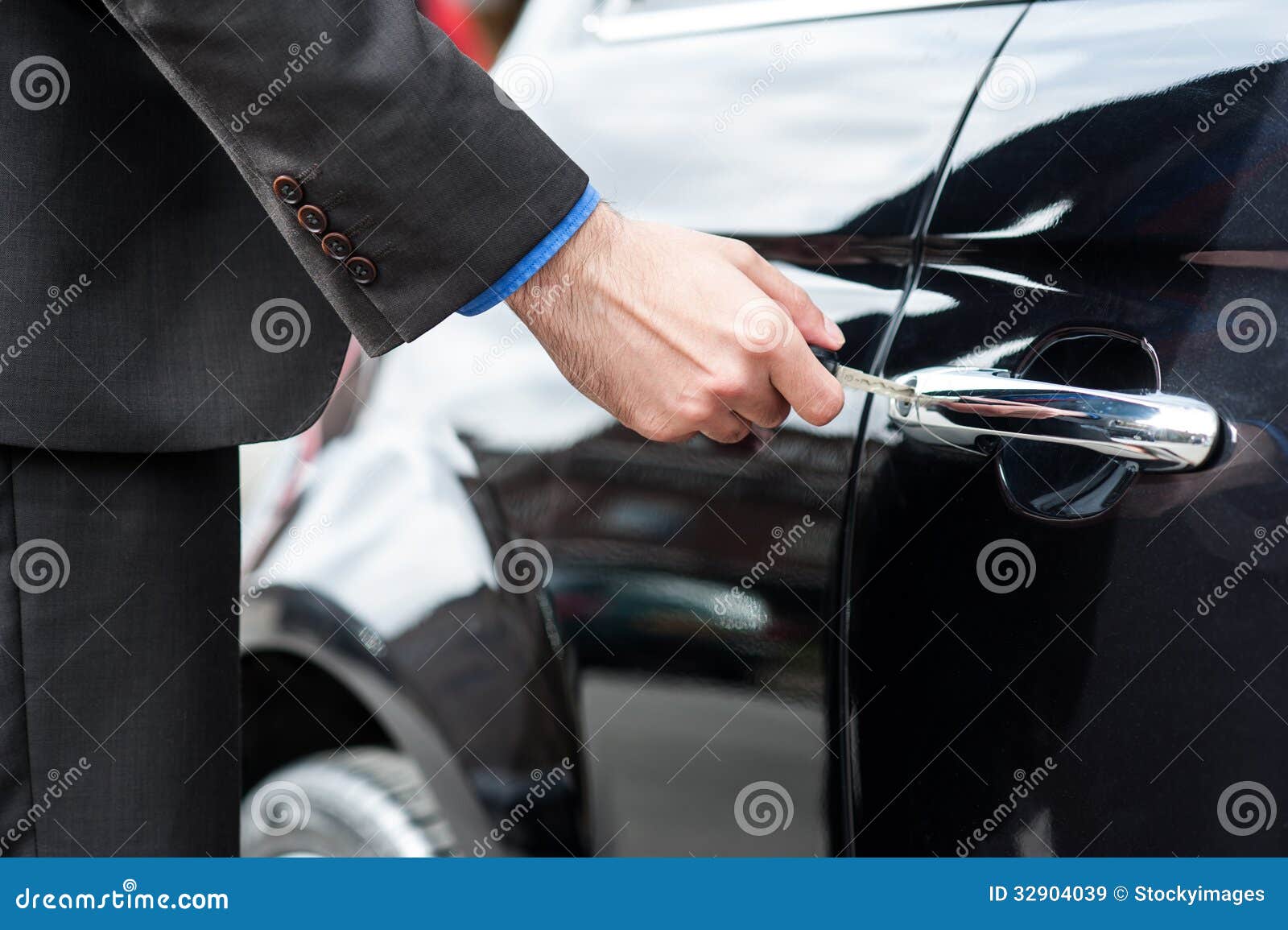 Man Inserting Car Key into the Door Lock Stock Image - Image of modern ...