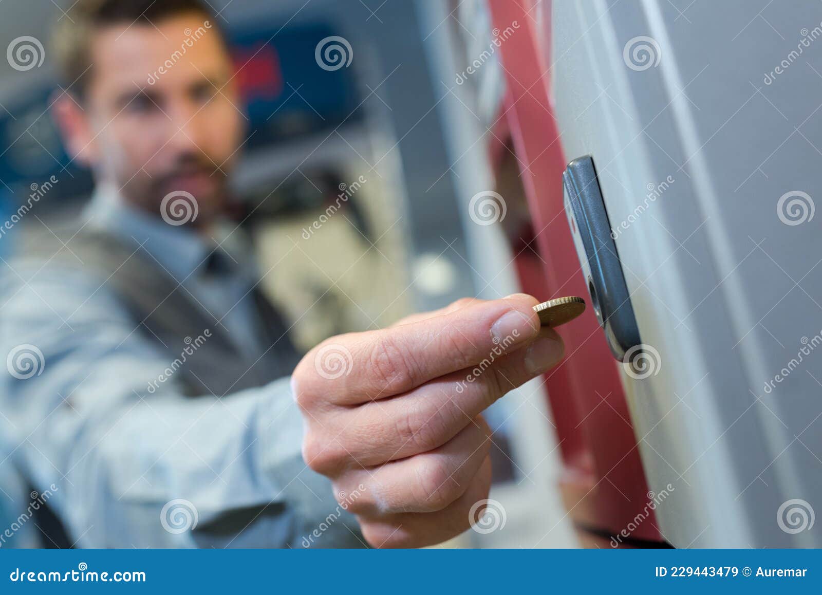 Man Inserting Coin in To Vending Machine Stock Image - Image of machine ...