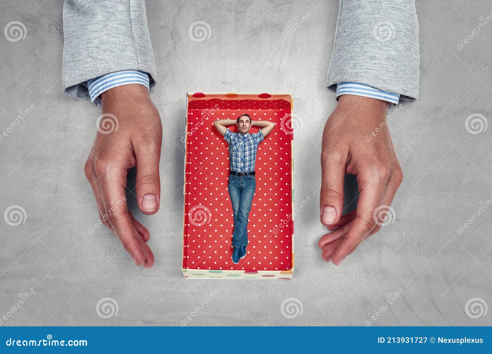 Man Inside a Box . Mixed Media Stock Image - Image of problem, person ...