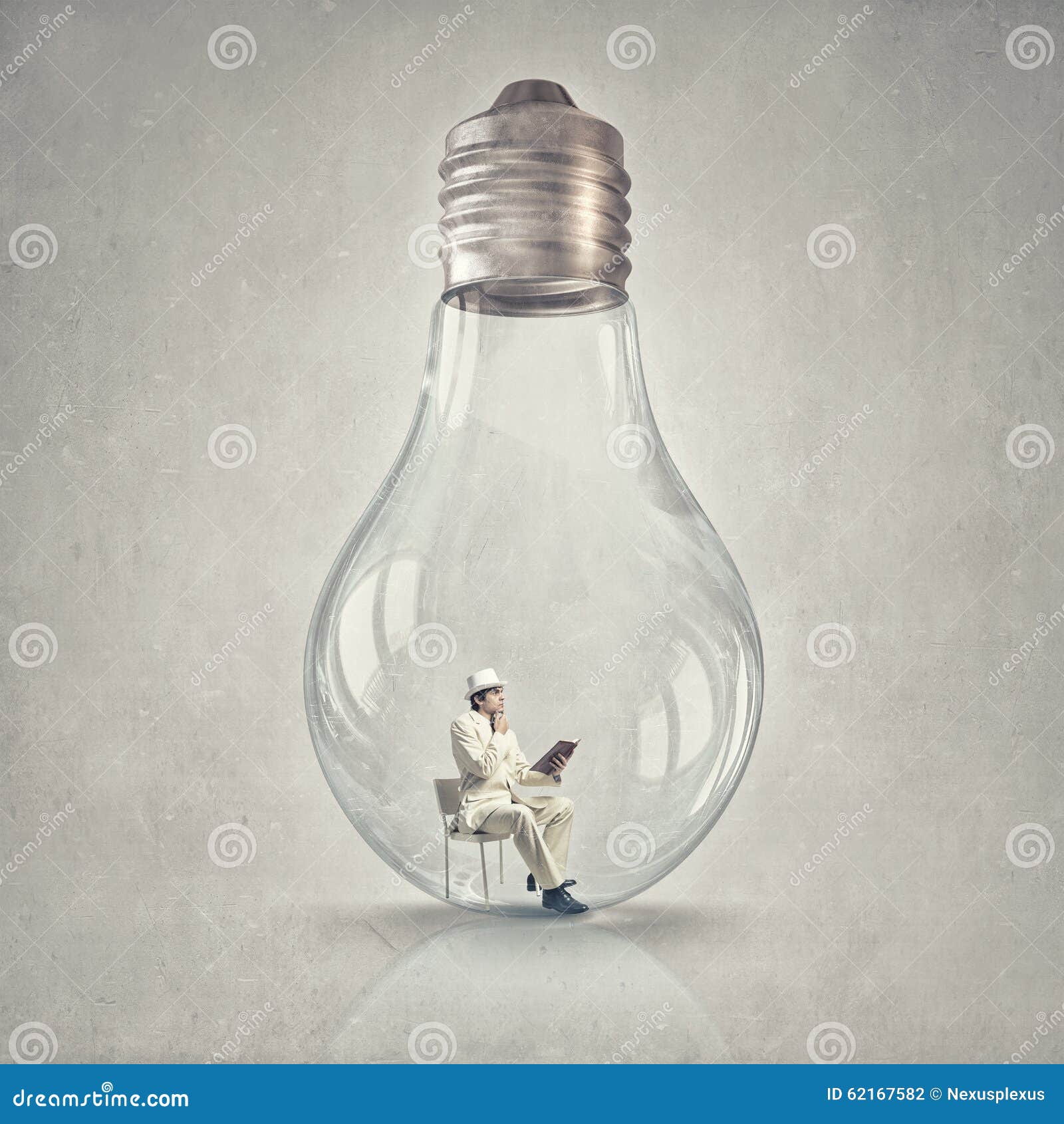 Man inside bulb stock photo. Image of mind, knowledge - 62167582
