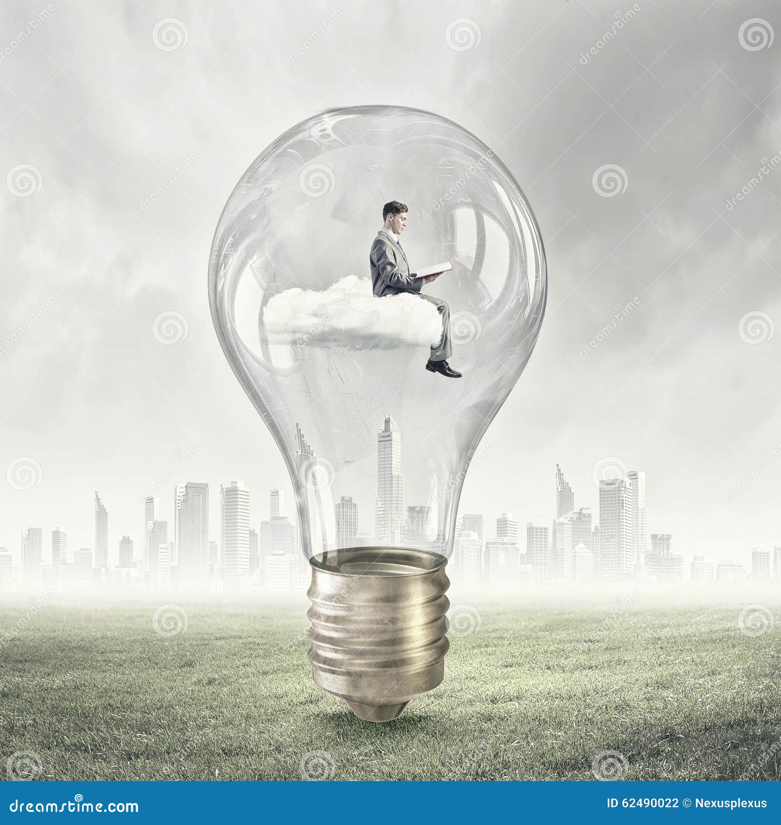 Man inside bulb stock photo. Image of concept, stressed - 62490022
