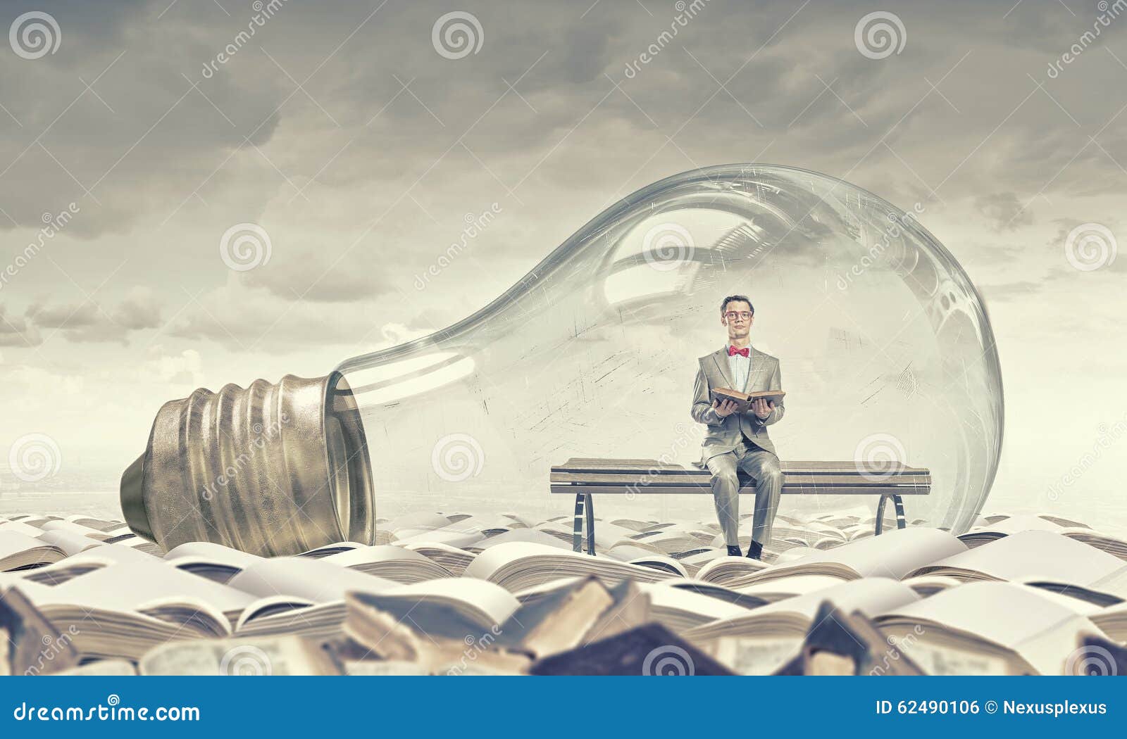 Man inside bulb stock photo. Image of intelligence, career - 62490106