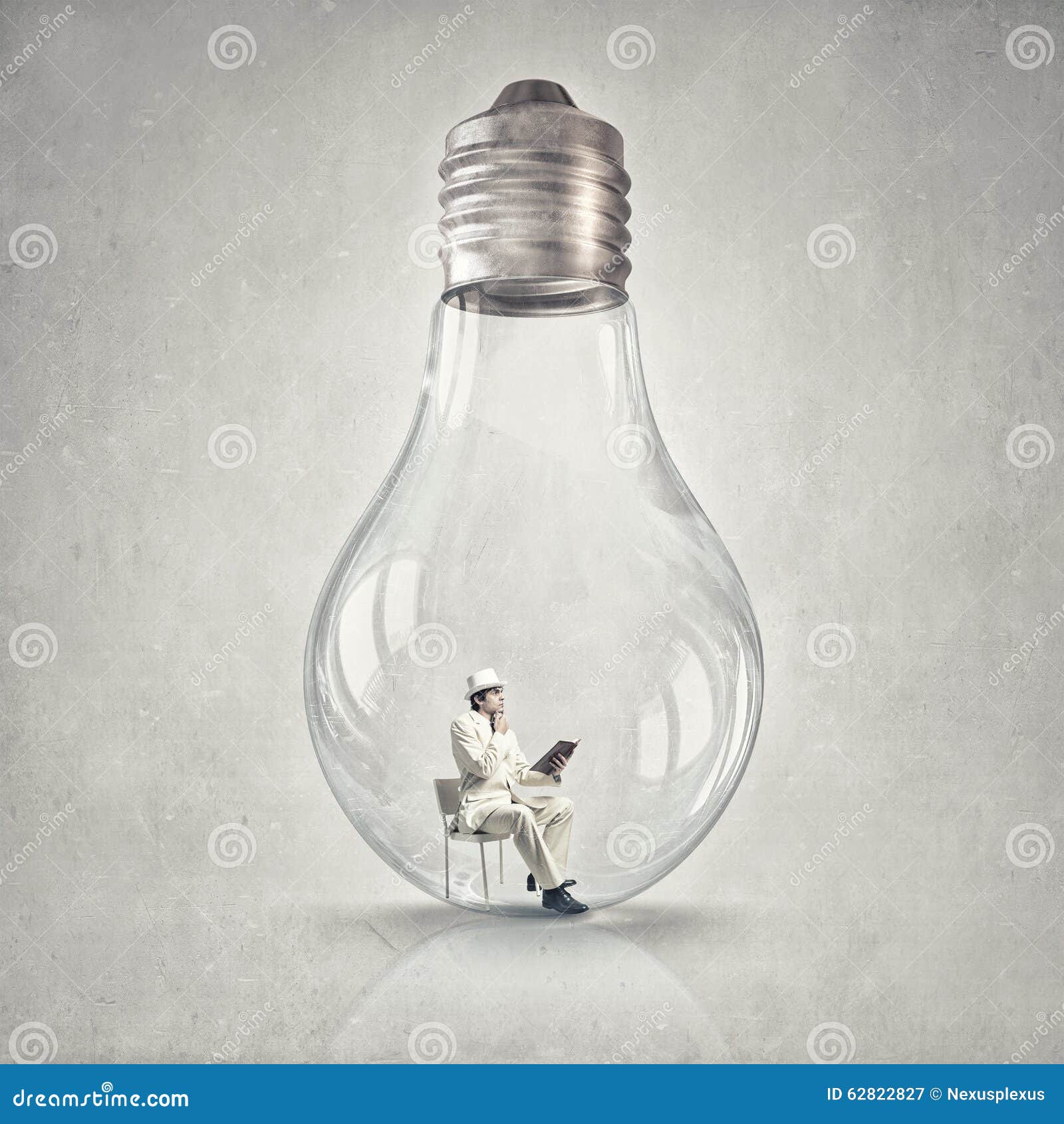 Man inside bulb stock image. Image of idea, lightbulb - 62822827