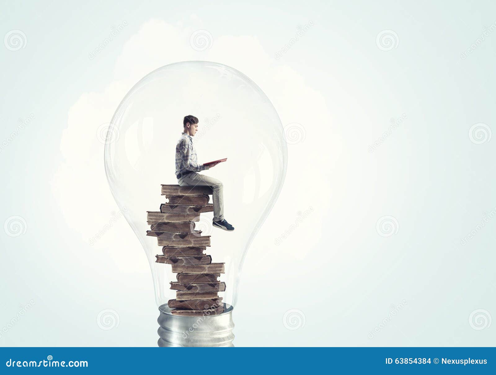 Man inside bulb stock photo. Image of creative, bulb - 63854384