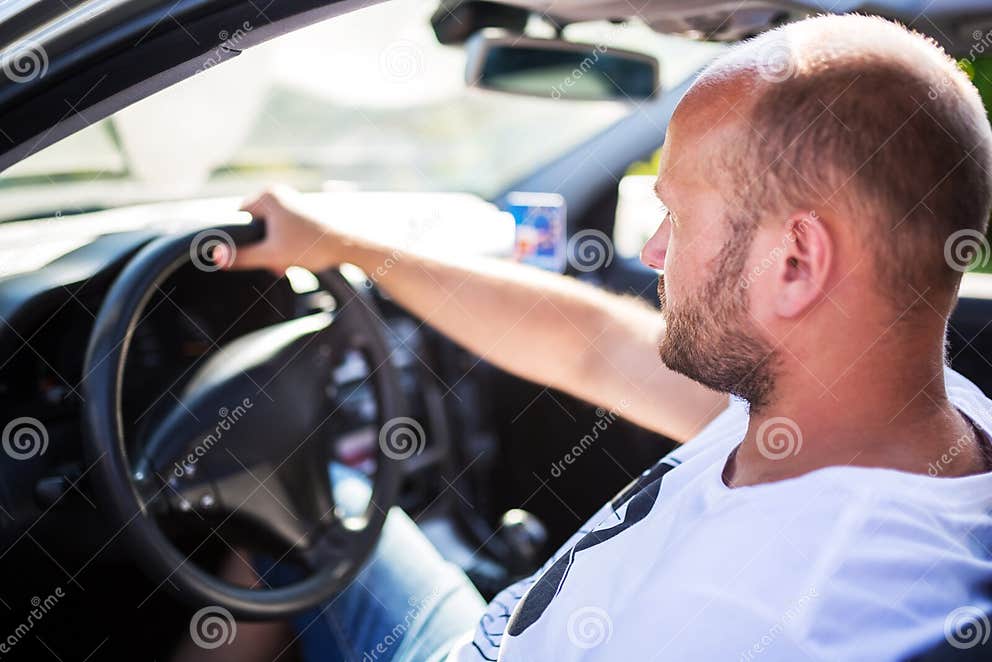 Man inside the car stock photo. Image of newborn, colorful - 60474710