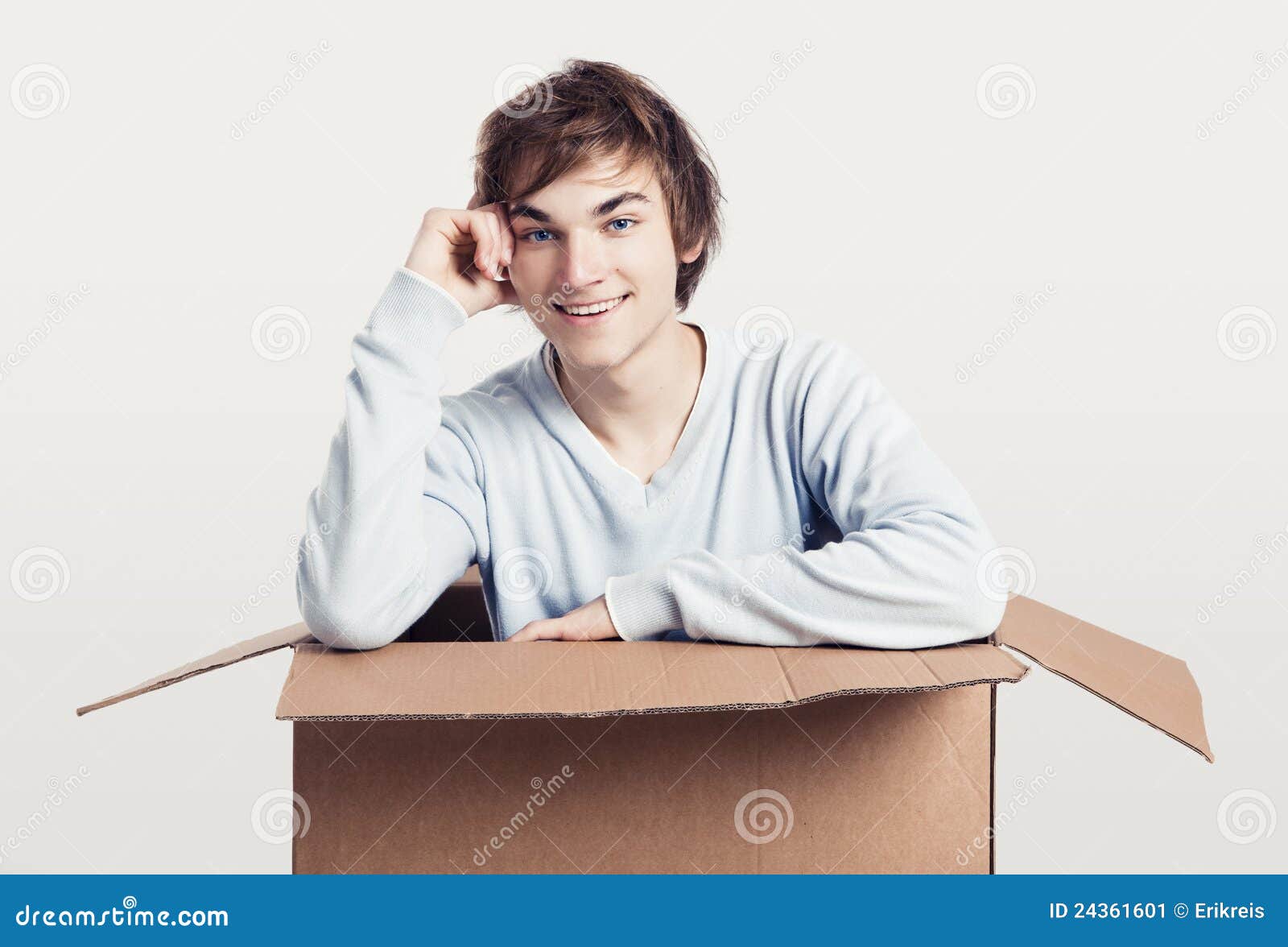 Man inside a card box stock image. Image of headshot - 24361601