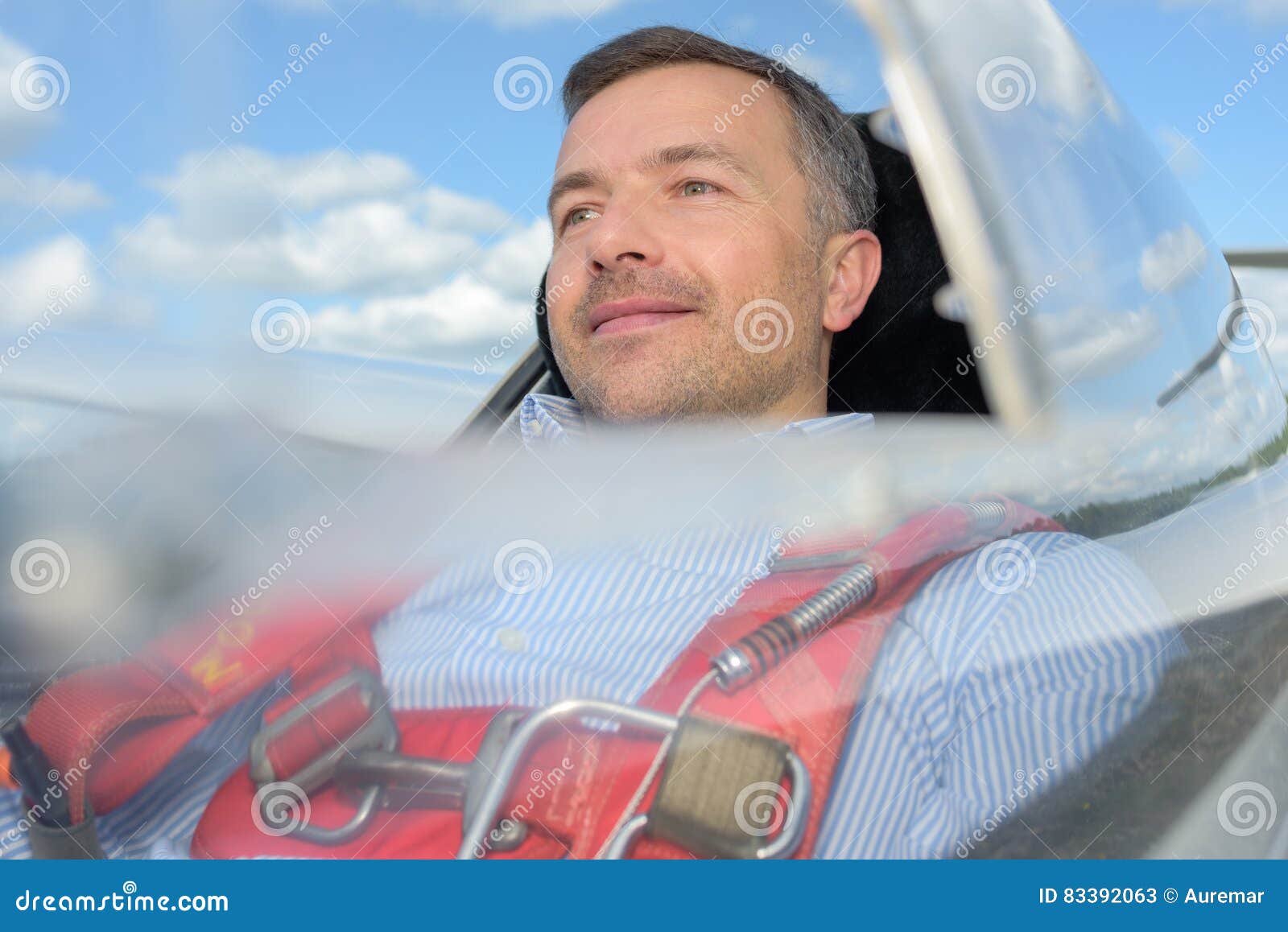 Man Inside Cockpit Flying in Glider Stock Image - Image of high, seated ...