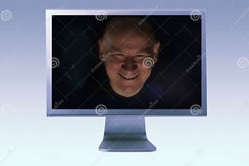 Man Inside Computer Tv Screen Stock Photo - Image of science, human ...