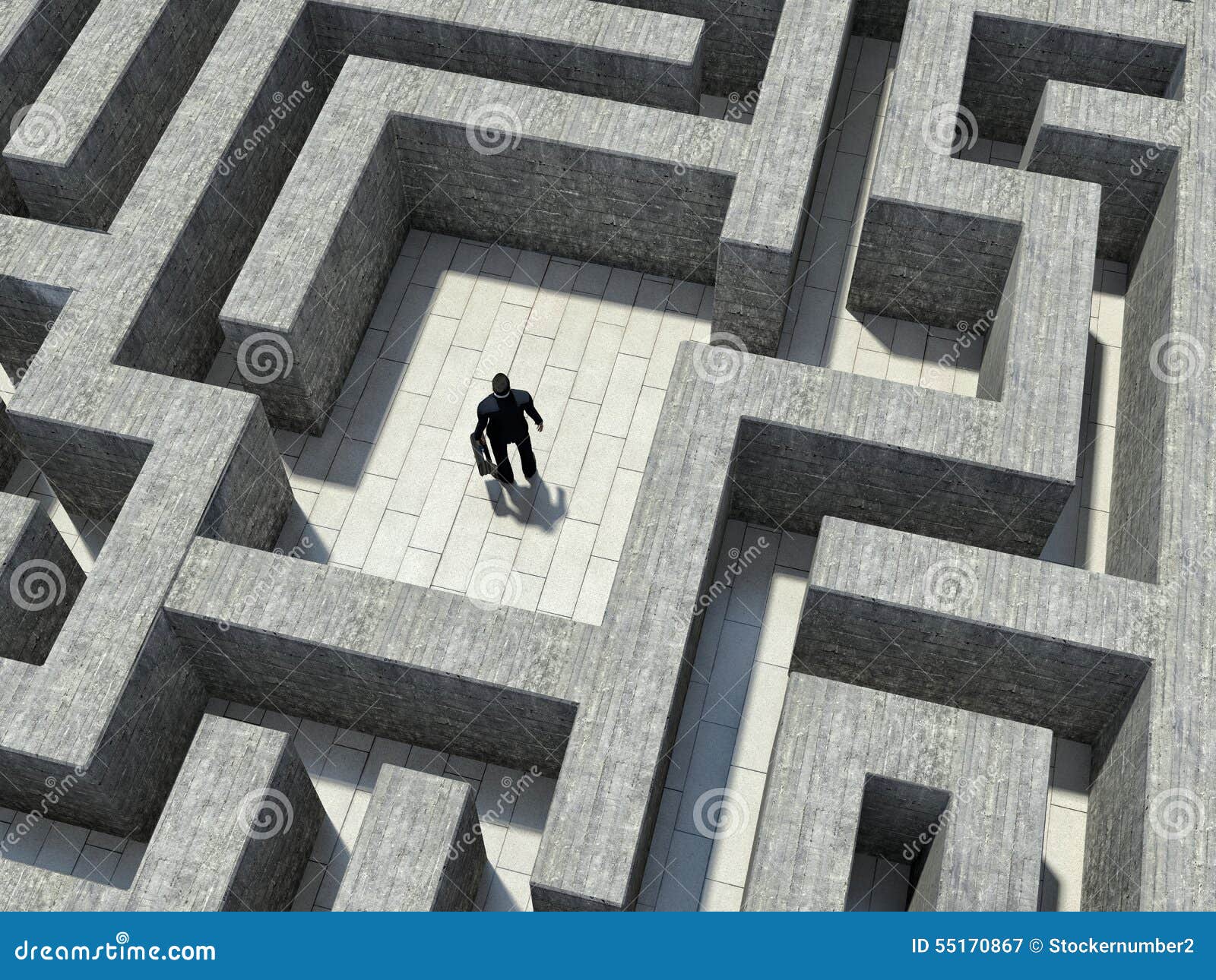 Man inside an endless maze stock illustration. Illustration of freedom ...