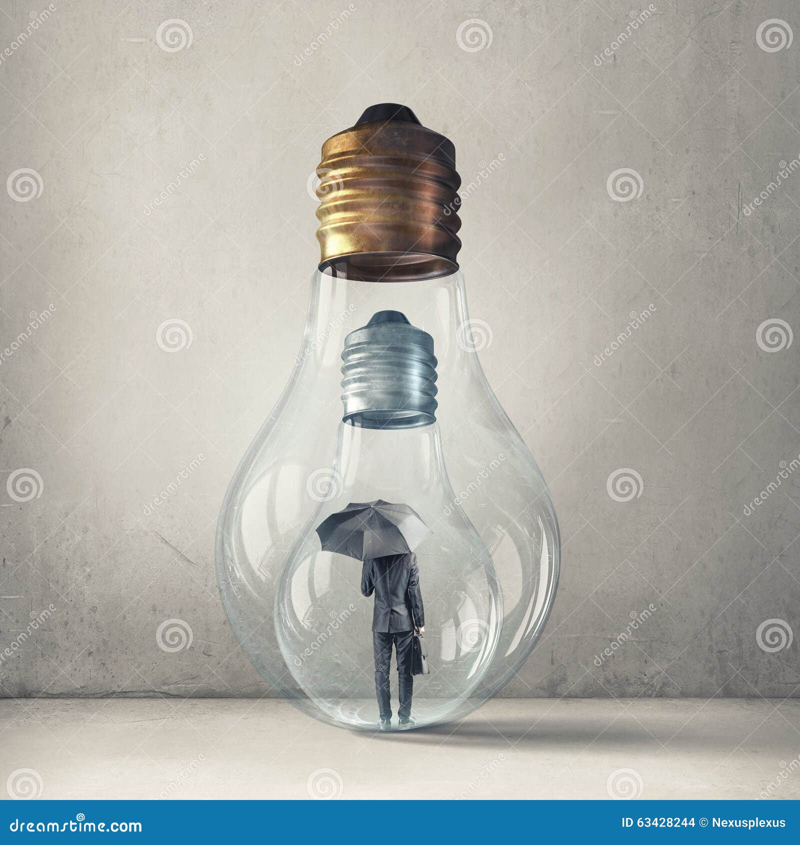 Man inside of glass bulb stock photo. Image of room, career - 63428244