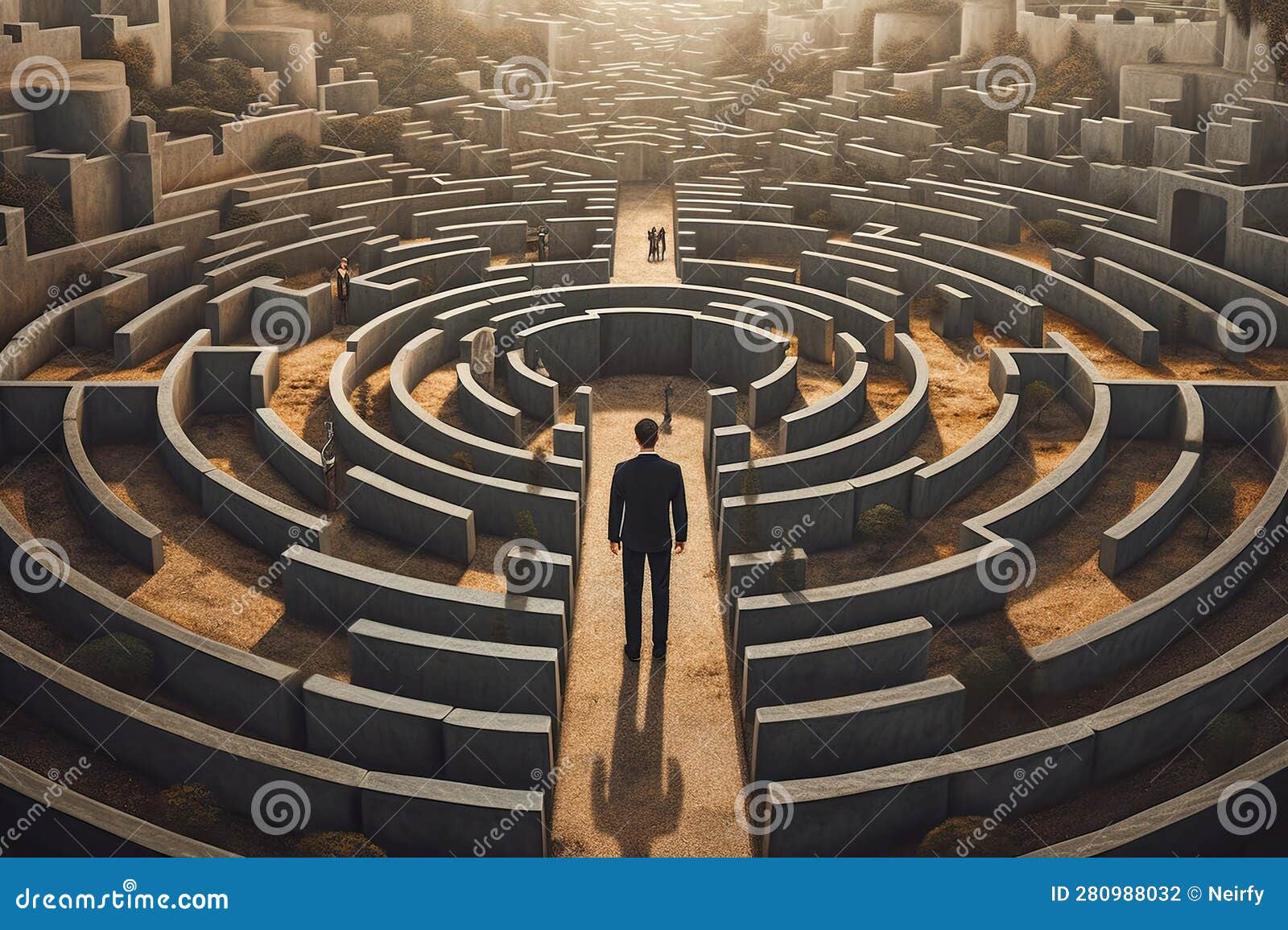 Man inside maze stock illustration. Illustration of walking - 280988032
