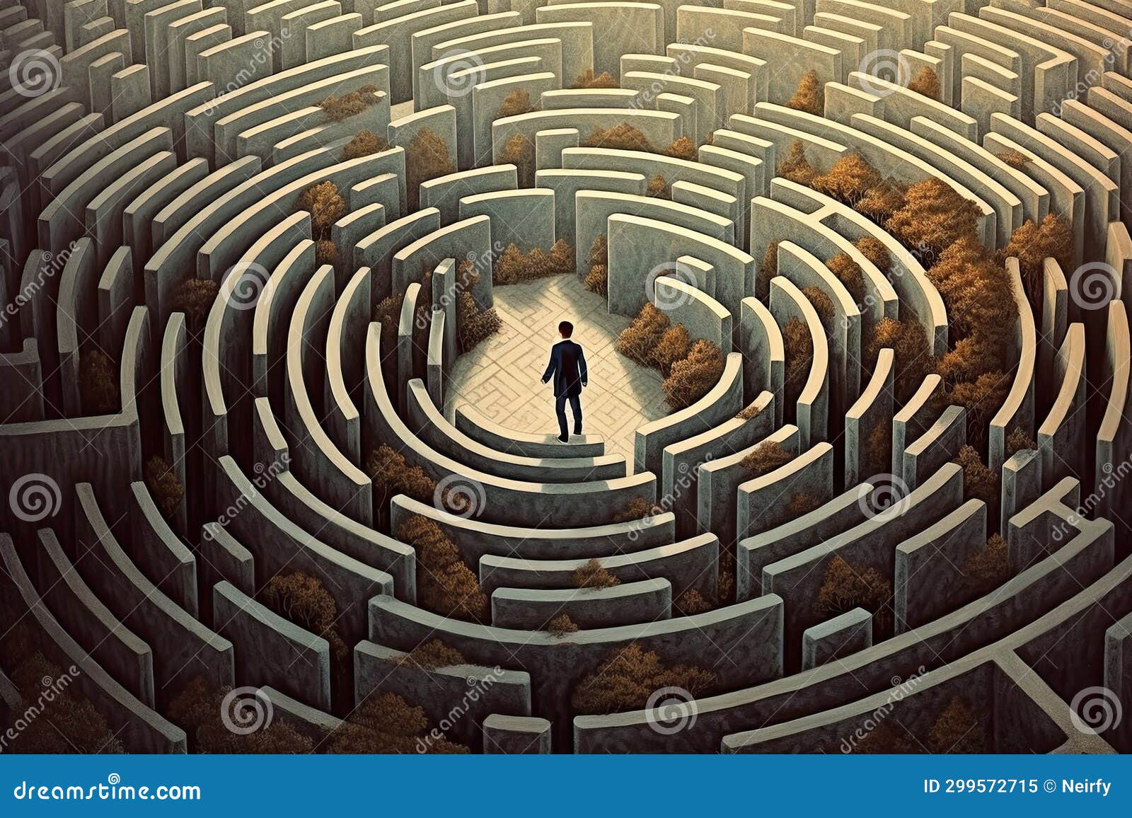 Man inside maze stock image. Image of despair, outdoors - 299572715