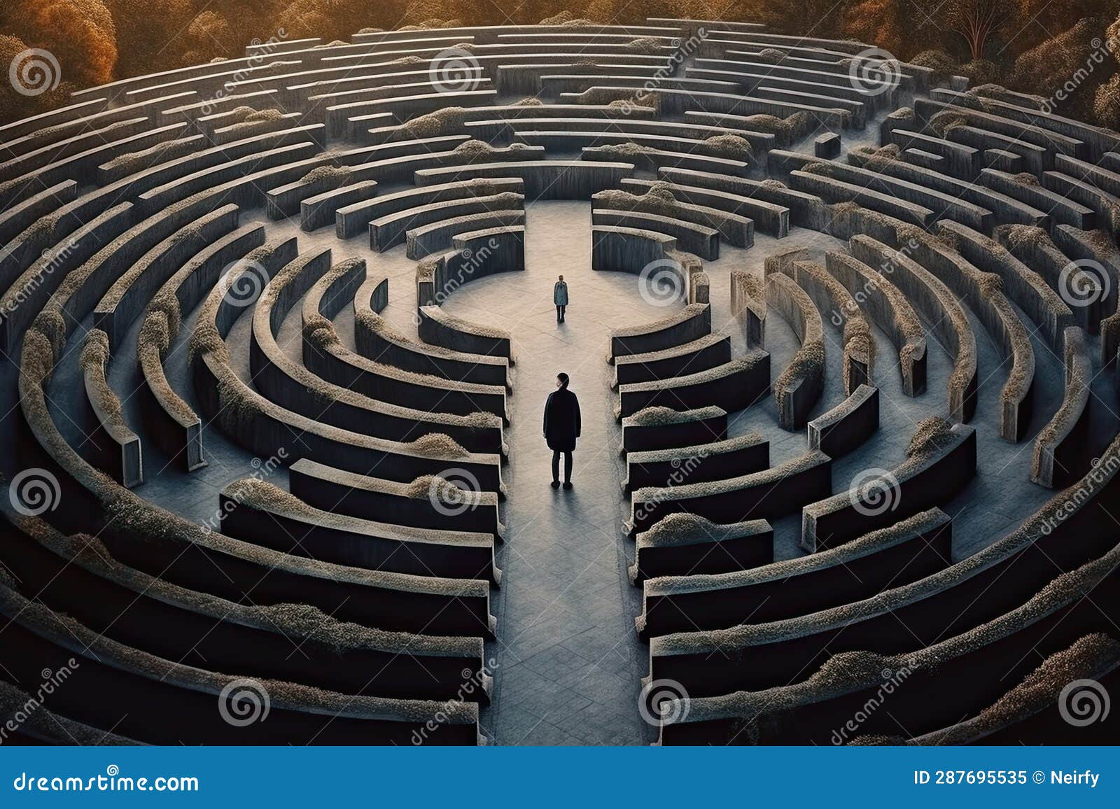Man inside maze stock illustration. Illustration of businessman - 287695535