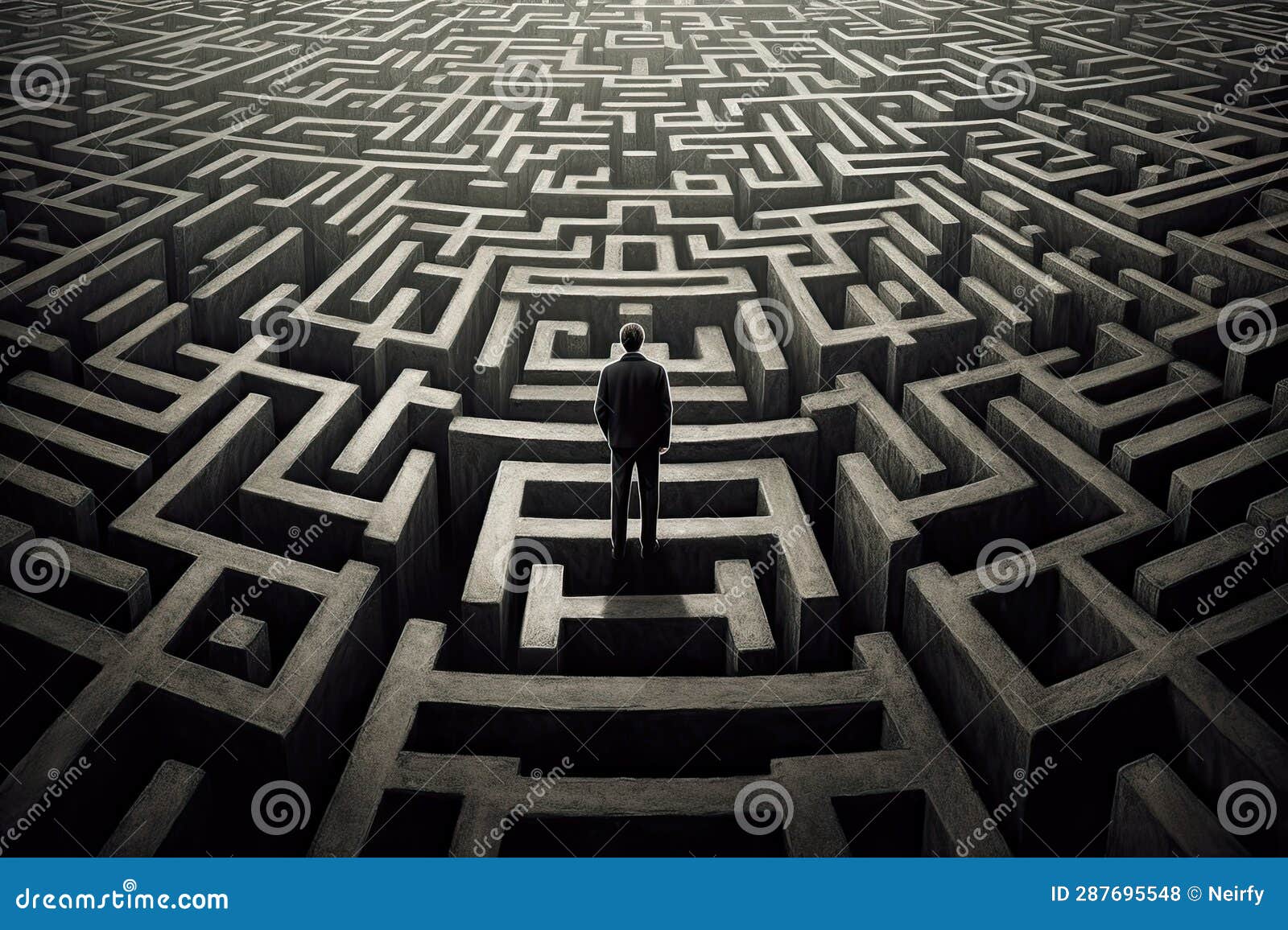 Man inside maze stock photo. Image of business, creativity - 287695548