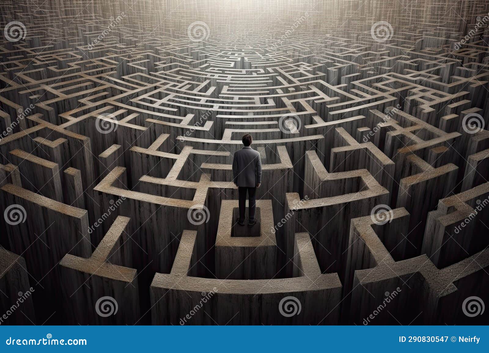 Man inside maze stock image. Image of lost, creativity - 290830547