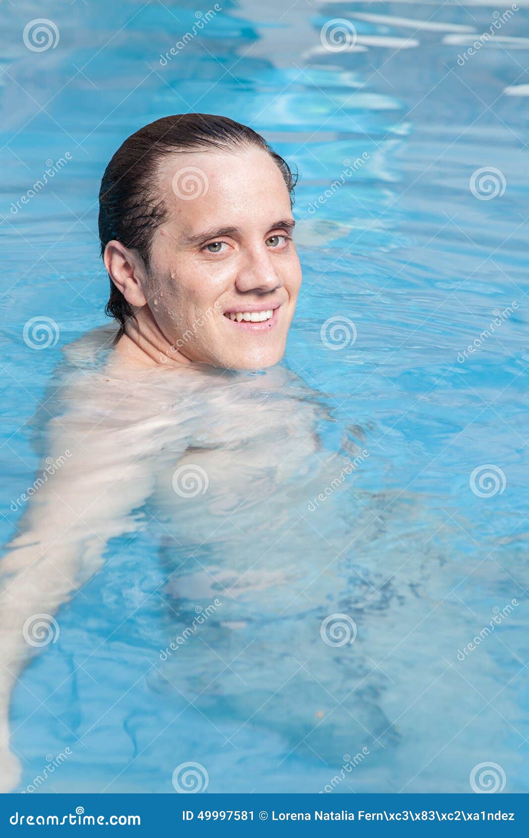 Man inside the pool stock image. Image of holidays, look - 49997581