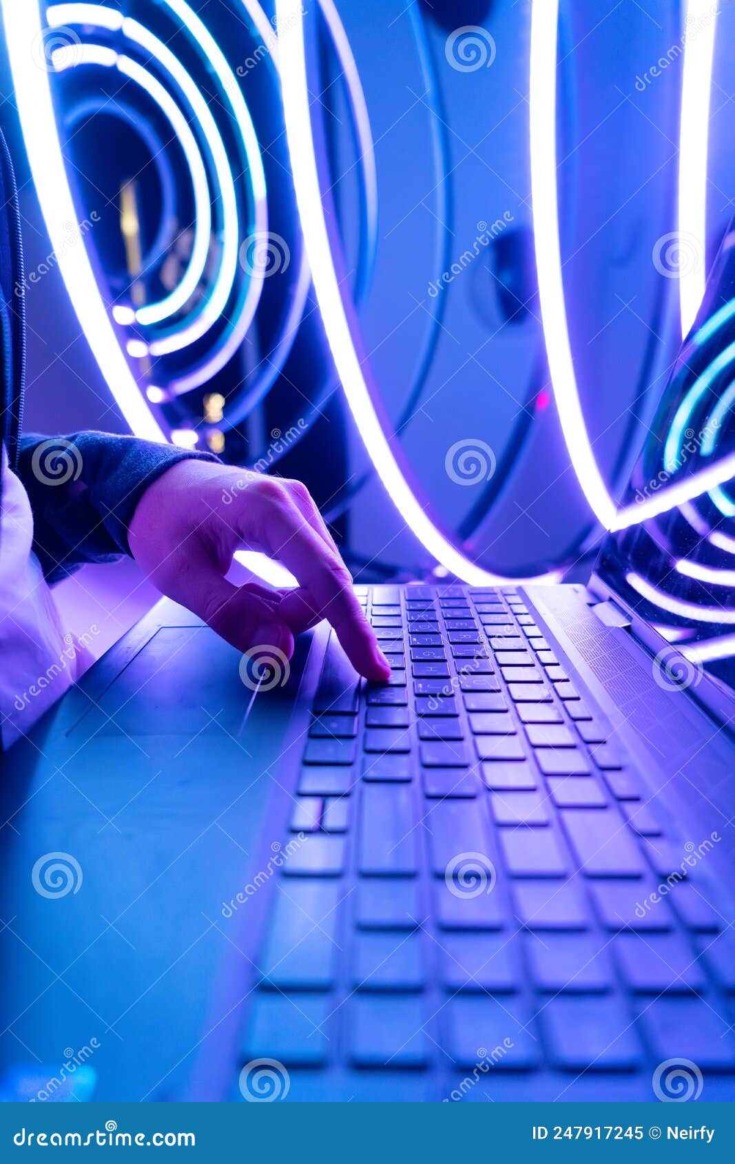 Man Inside Virtual Metaverse Stock Image - Image of hand, connect ...