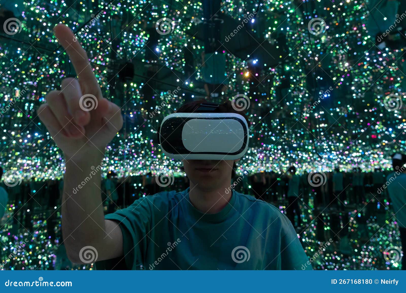 Man Inside Virtual Metaverse Stock Photo - Image of cyberspace, neon ...