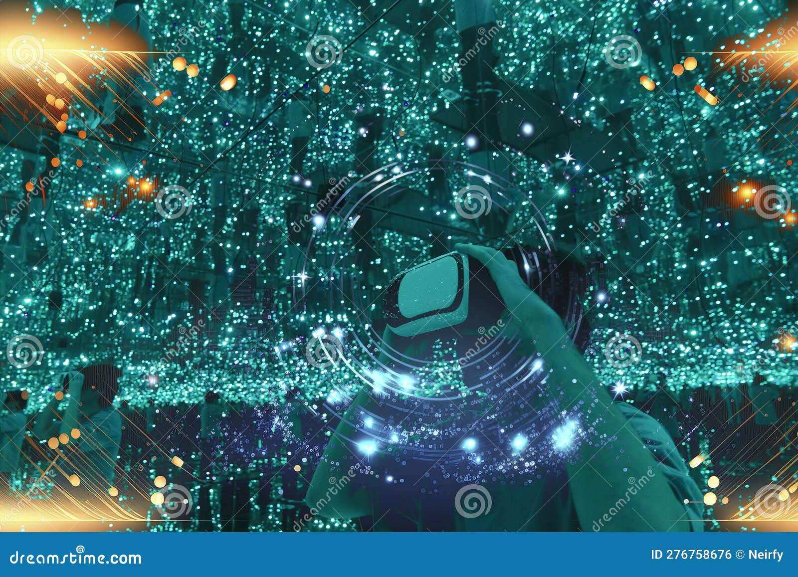 Man Inside Virtual Metaverse Stock Photo - Image of streaming, cyber ...