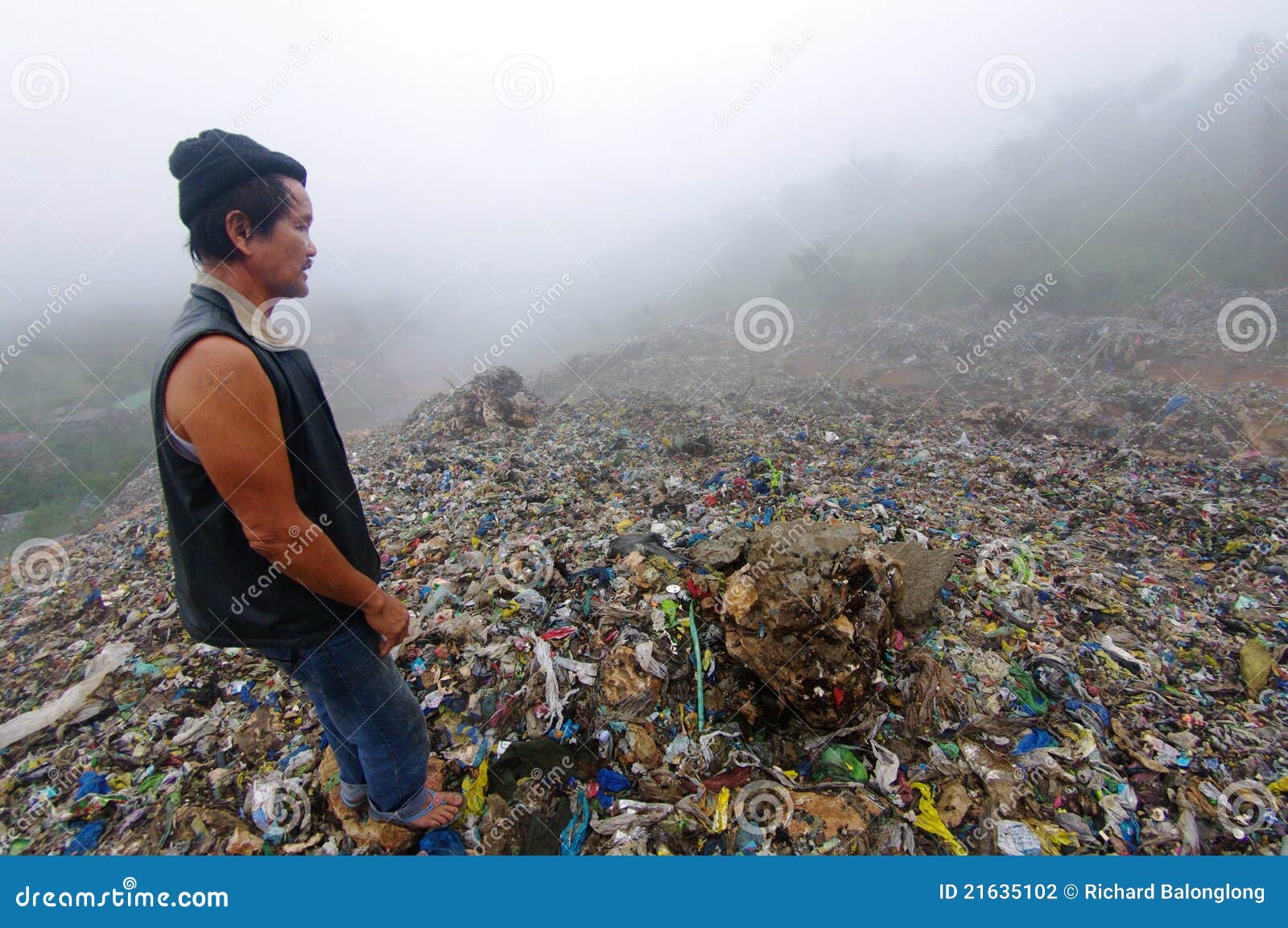 Man Inspecting an Mountain of Trash Editorial Photography - Image of ...