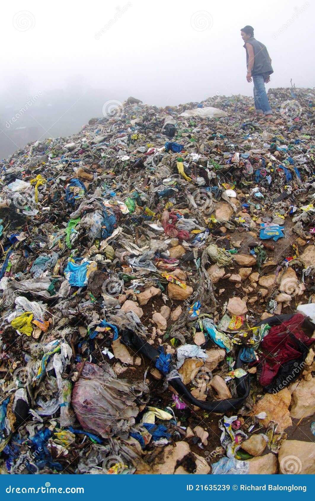 Man Inspecting an Mountain of Trash Editorial Stock Image - Image of ...