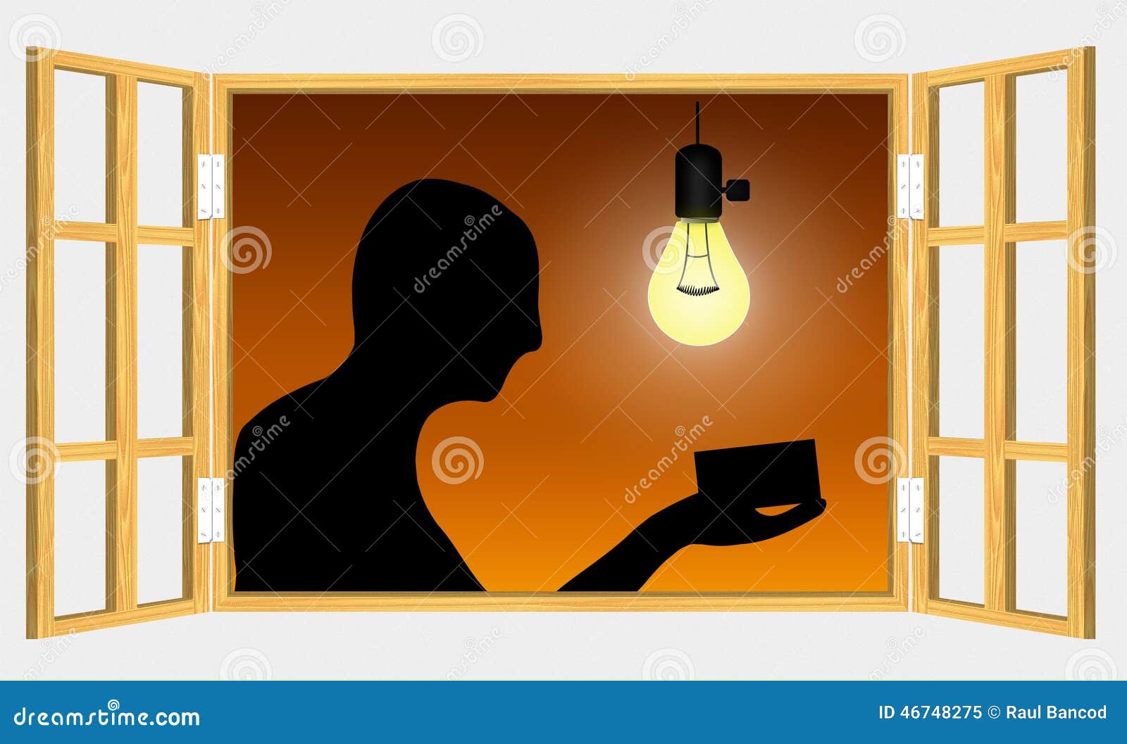 Man Inspecting Something Under the Light Stock Illustration ...