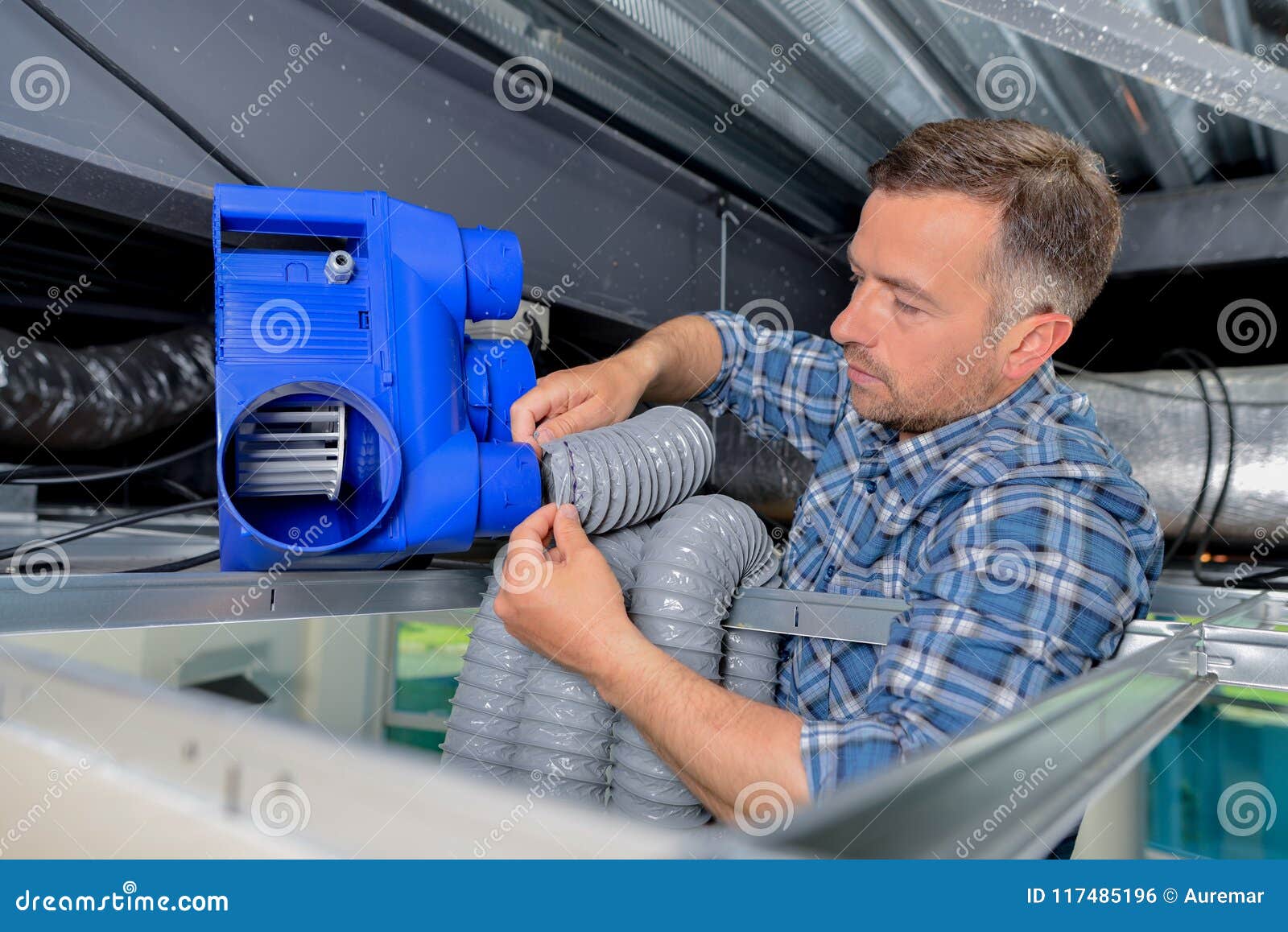 Man Installing Air Conditioning Stock Photo - Image of builder, cooling ... Man Installing Air Conditioning Stock Photo - Image of builder, cooling ...