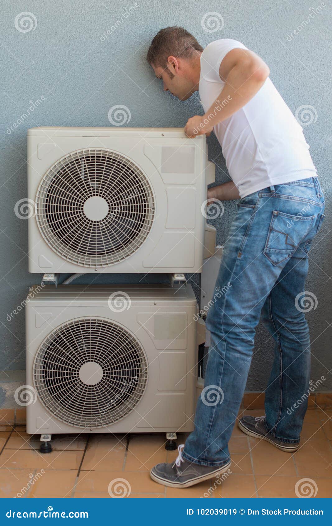 Man Installing Air-conditioning System. Stock Image - Image of ... Man Installing Air-conditioning System. Stock Image - Image of ...