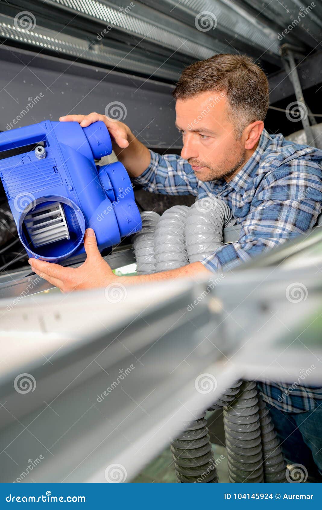 Man Installing New Air Conditioning Unit Stock Photo - Image of ...